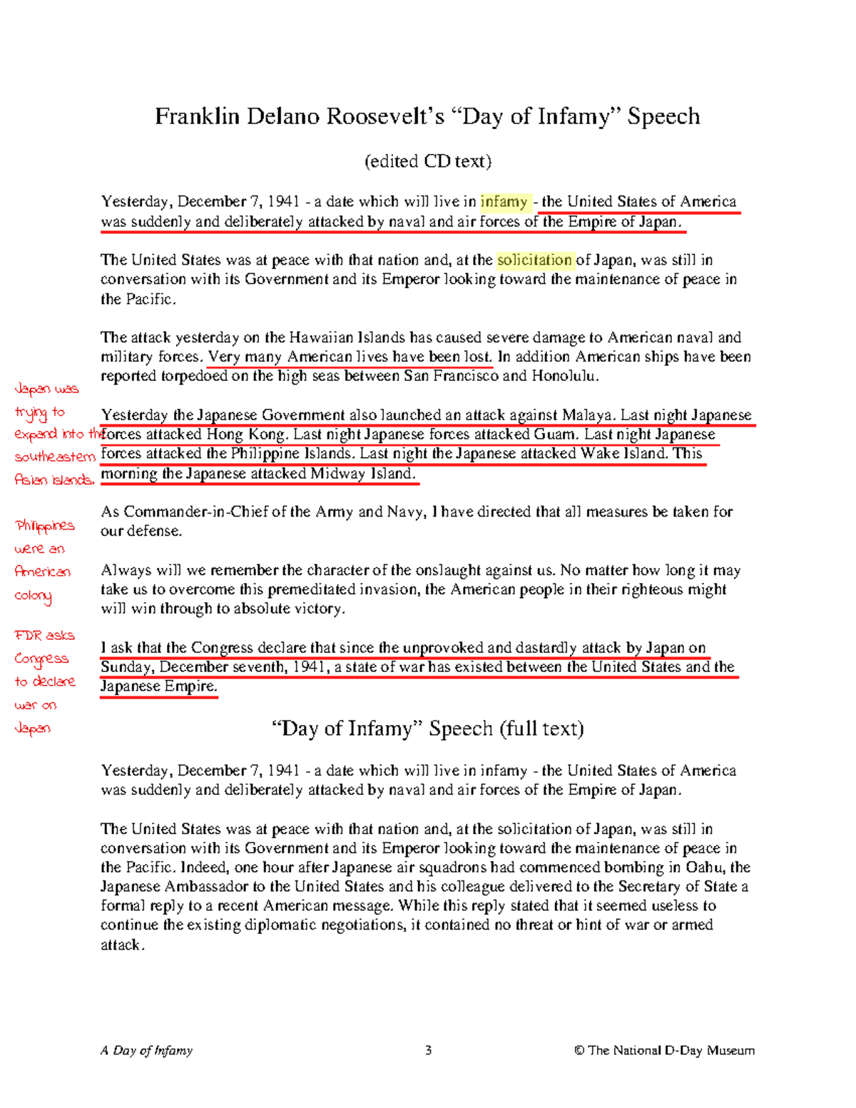 FDR's Day of Infamy Speech: December 7, 1941 - A Historical Overview ...