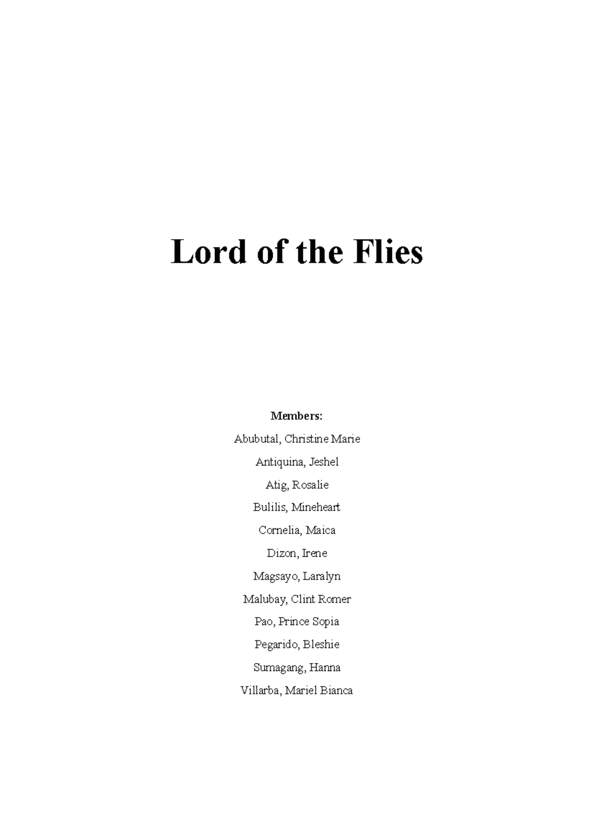 Lord of the Flies (ENG 101) Chapter Summary and Analysis Notes - Studocu