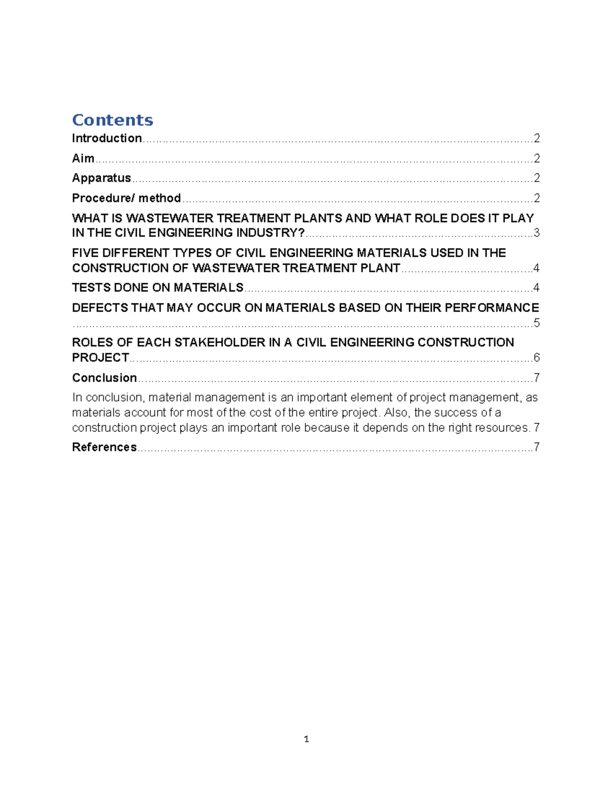 CCM Assignment 1: Wastewater Treatment & Civil Engineering Materials - Studocu