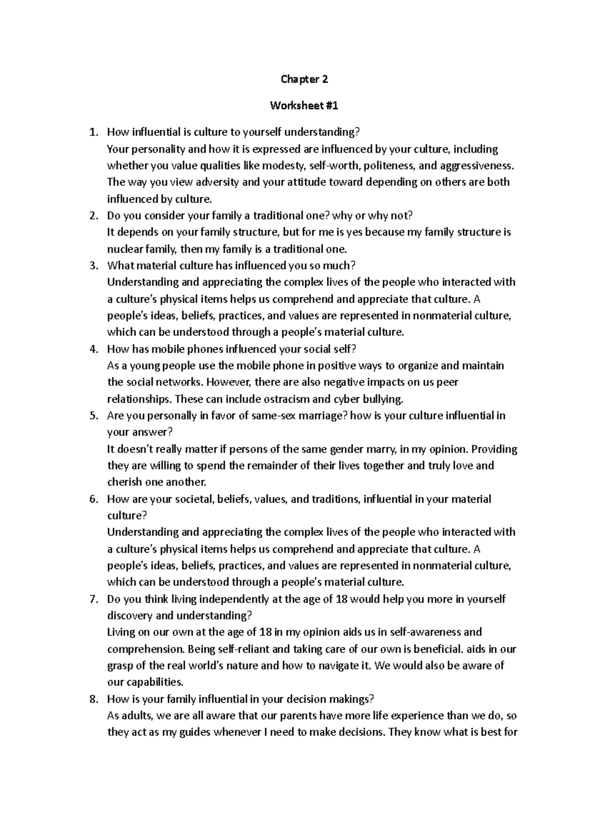 Answer- Sheet- Chapter -2 - Chapter 2 Worksheet 1. How influential is ...
