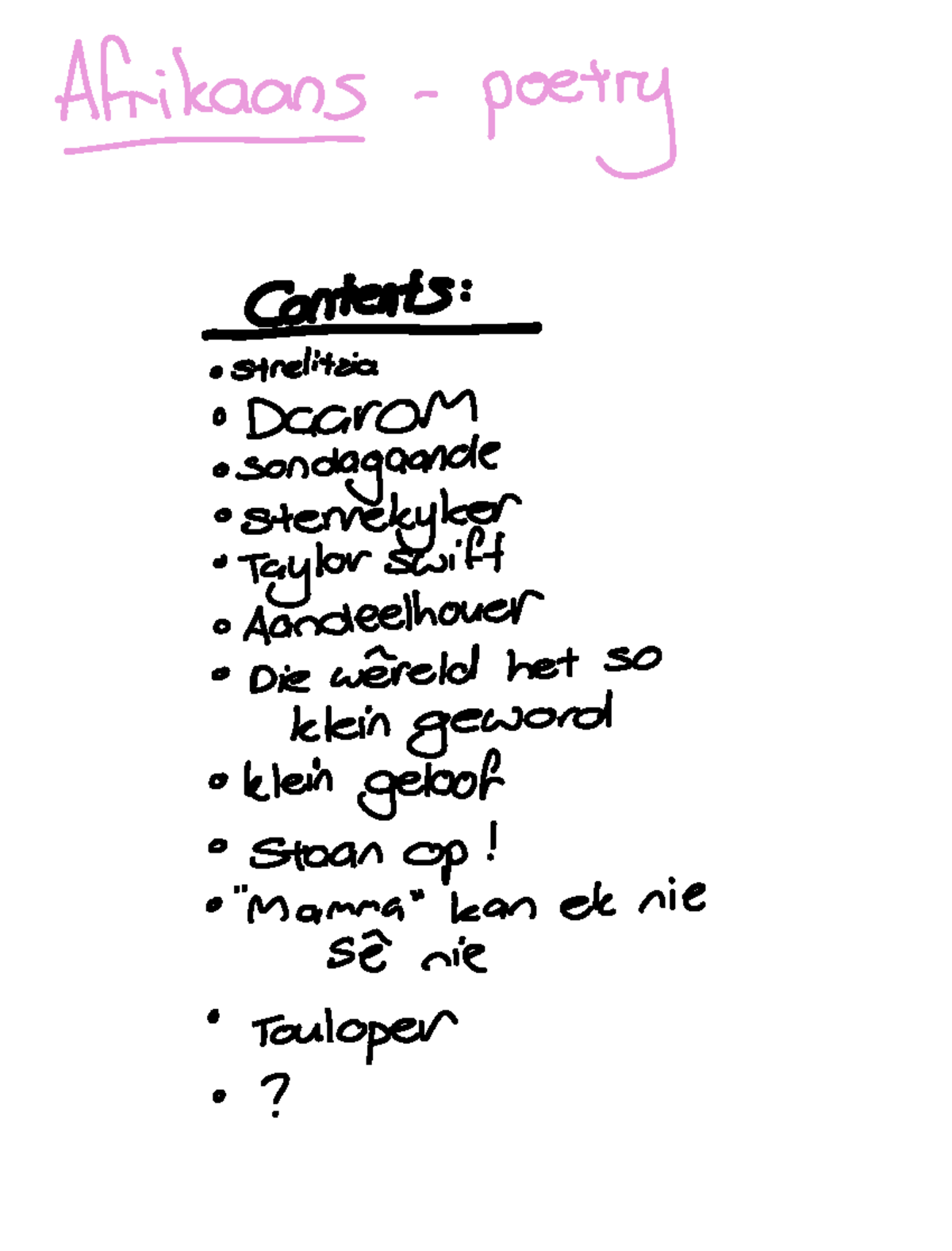 Grade 12 (Afrikaans) - Poetry Study Notes and Analysis - Studocu