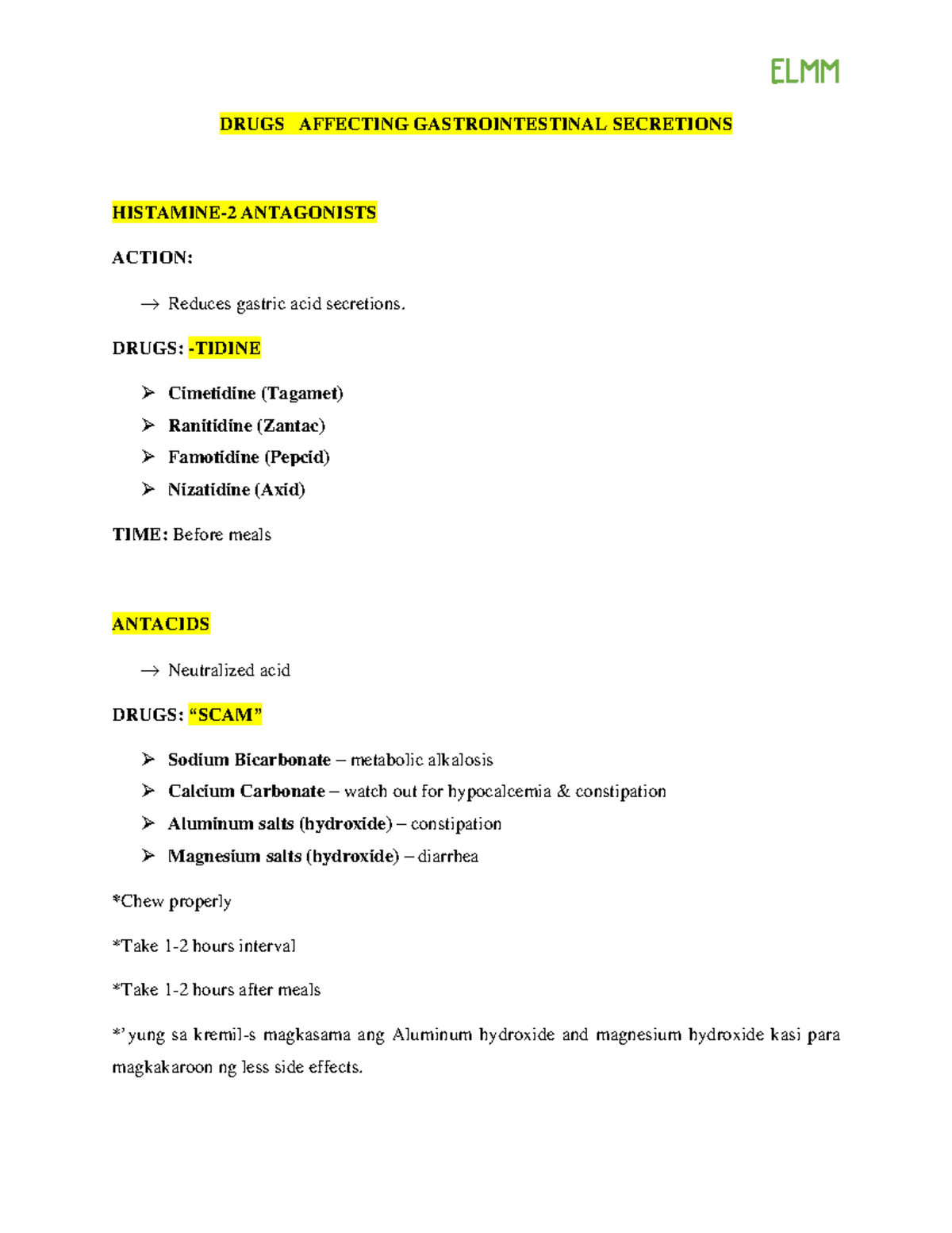 Drugs Affecting Gastrointestinal Secretions - DRUGS AFFECTING ...