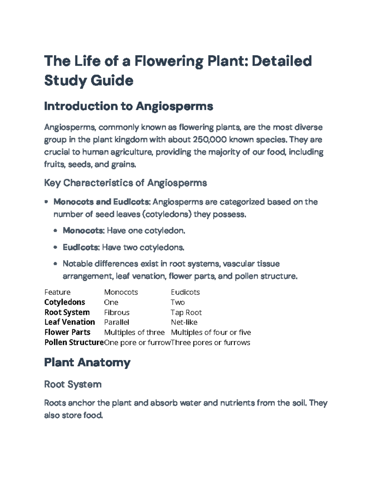 Angiosperms Study Guide: Structure, Function, and Reproduction - The ...