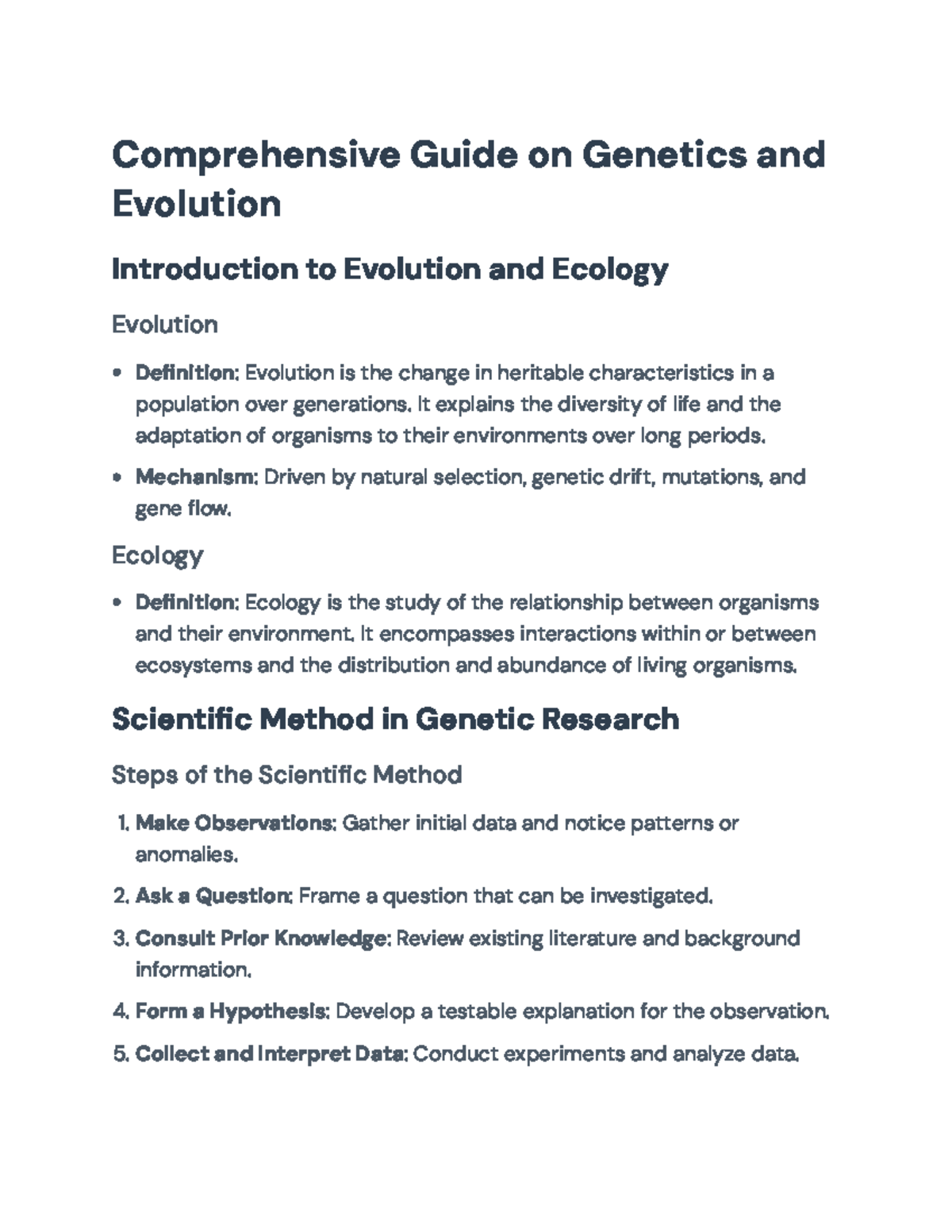 Comprehensive Guide on Genetics and Evolution Concepts - Comprehensive ...
