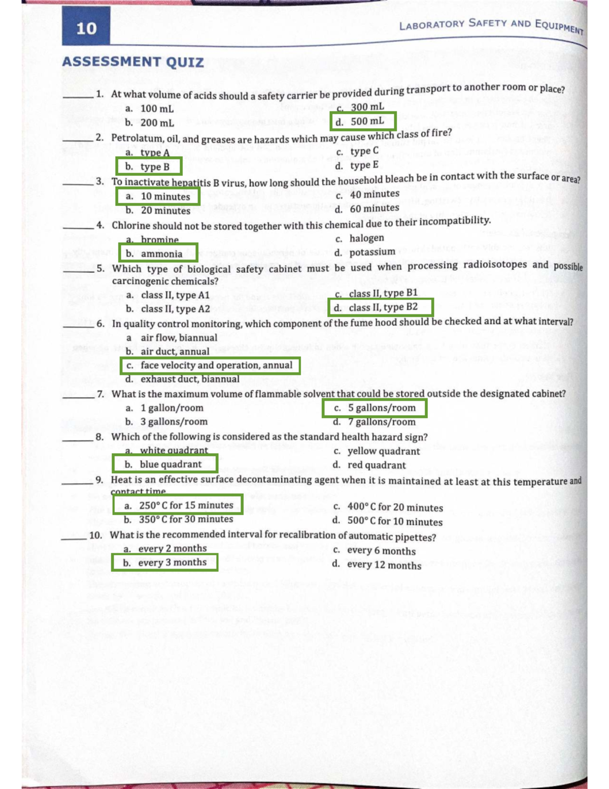 LABORATORY SAFETY AND EQUIPMENT ASSESSMENT QUIZ 1 - ANSWER KEY - Studocu