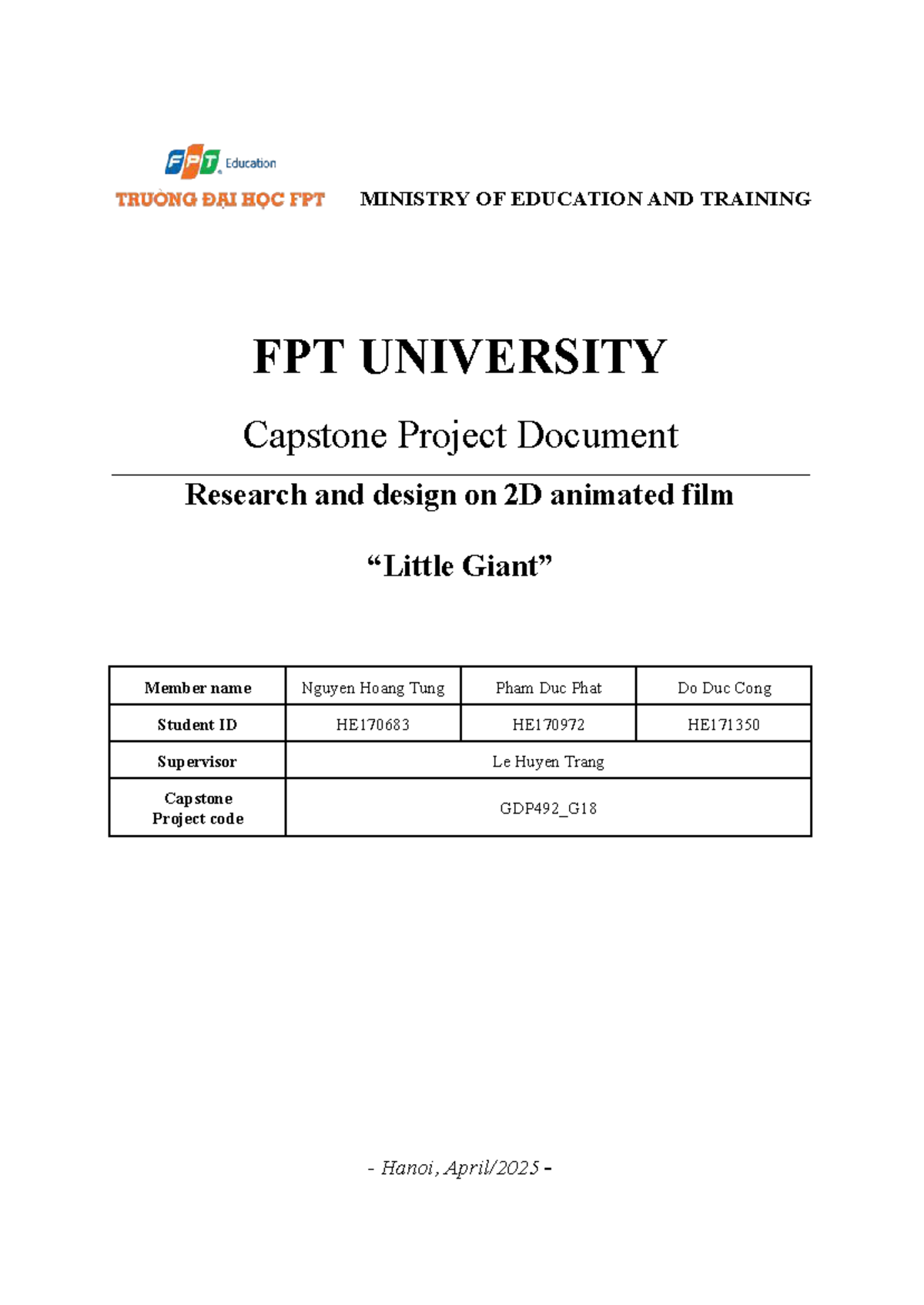 GDP492_G18 Capstone Project: Research & Design of 2D Animated Film ...