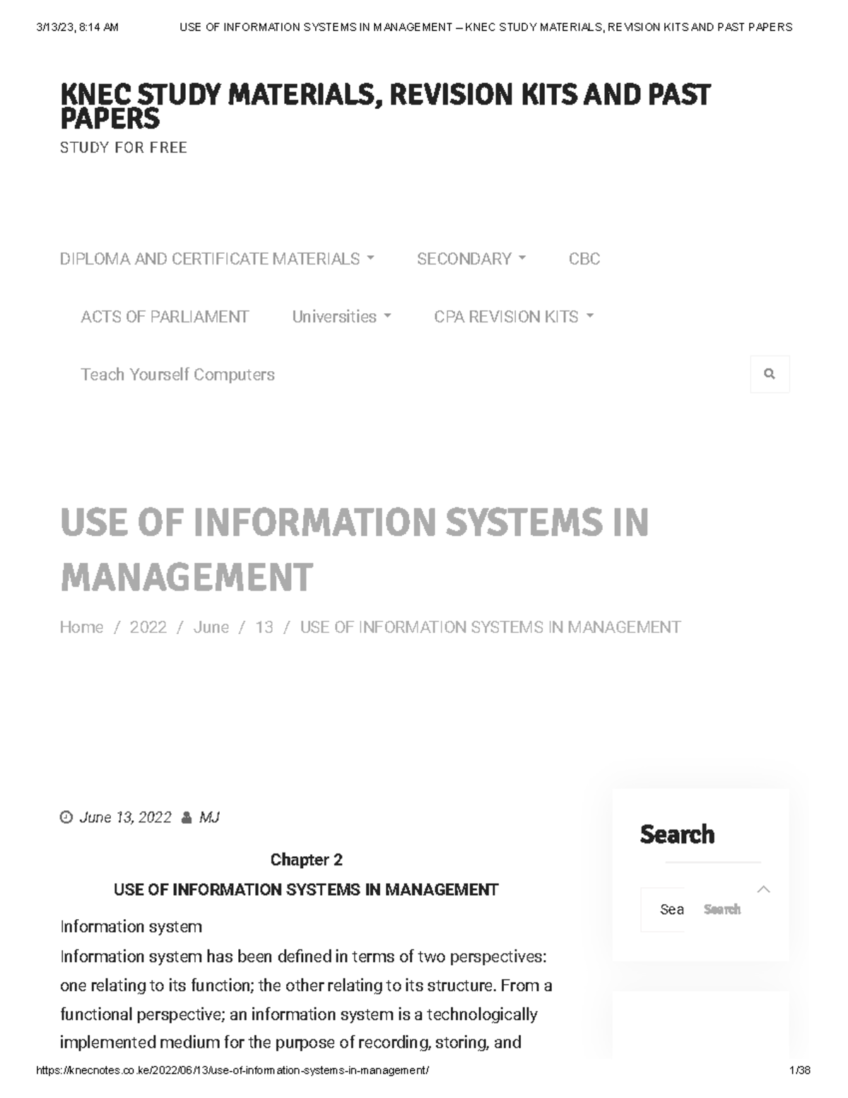KNEC Revision Kits: Info Systems in Management Study Materials - Studocu