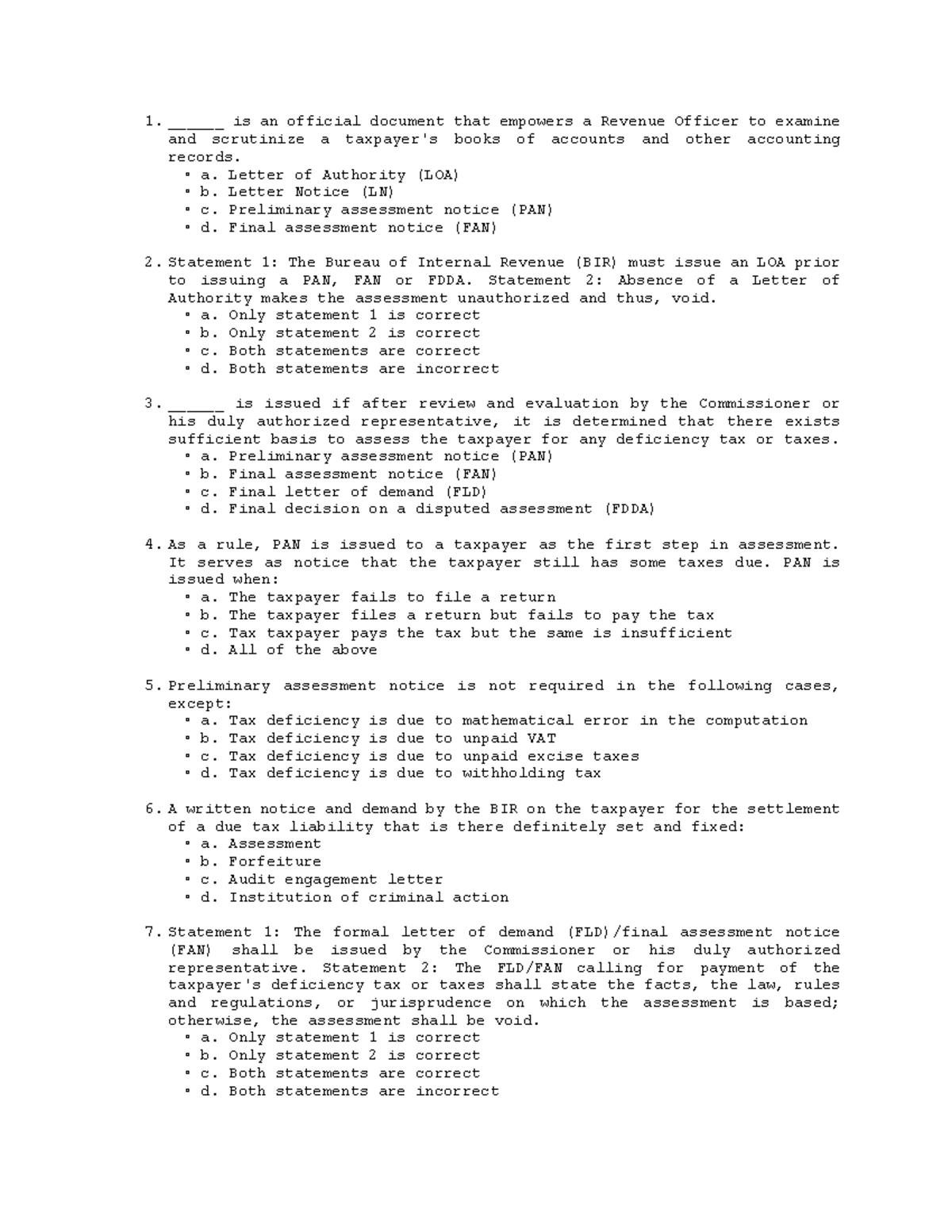 Tax Assessment Procedures and Notices: BIR Guidelines (Tax 101) - Studocu