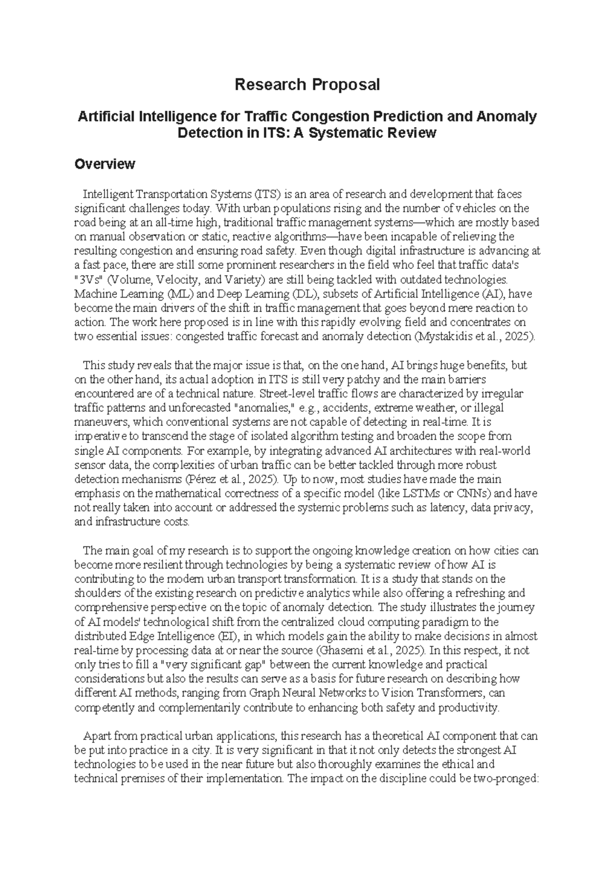 Research Proposal: AI for Traffic Congestion Prediction & Anomaly ...