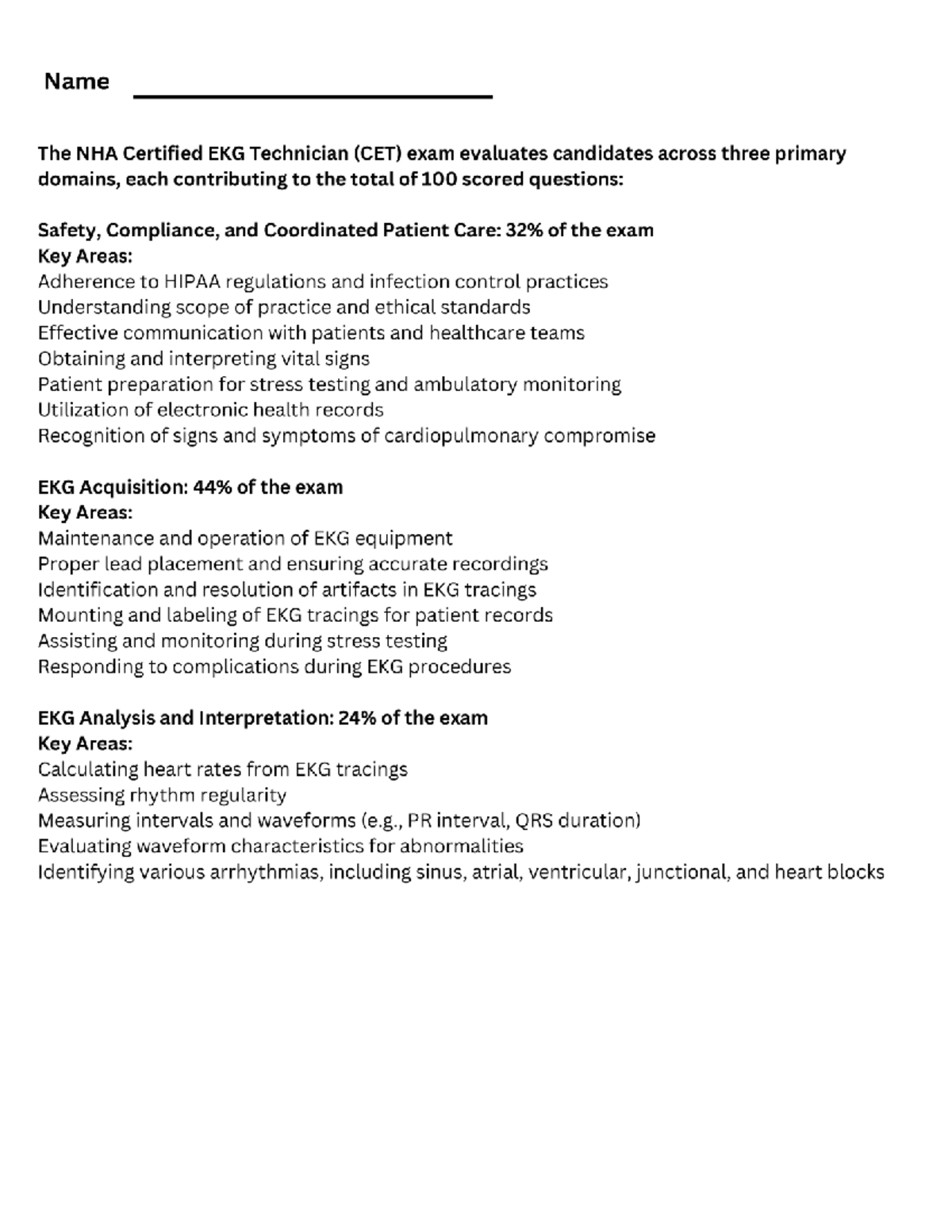 NHA Certified EKG Technician (CET) Exam Practice Test - Studocu