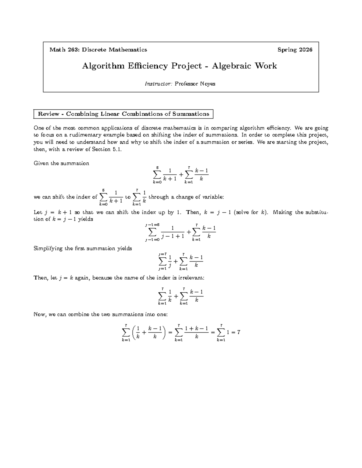 Math 263: Discrete Mathematics Spring 2026 Algorithm Efficiency Project ...