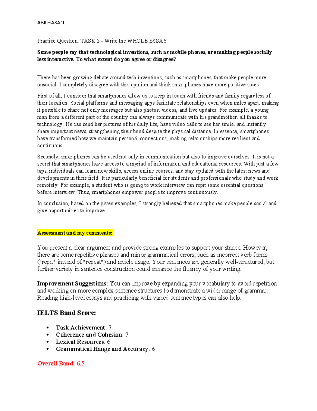 ABILHASAN Essay Notes: Technology's Impact on Social Interaction and ...
