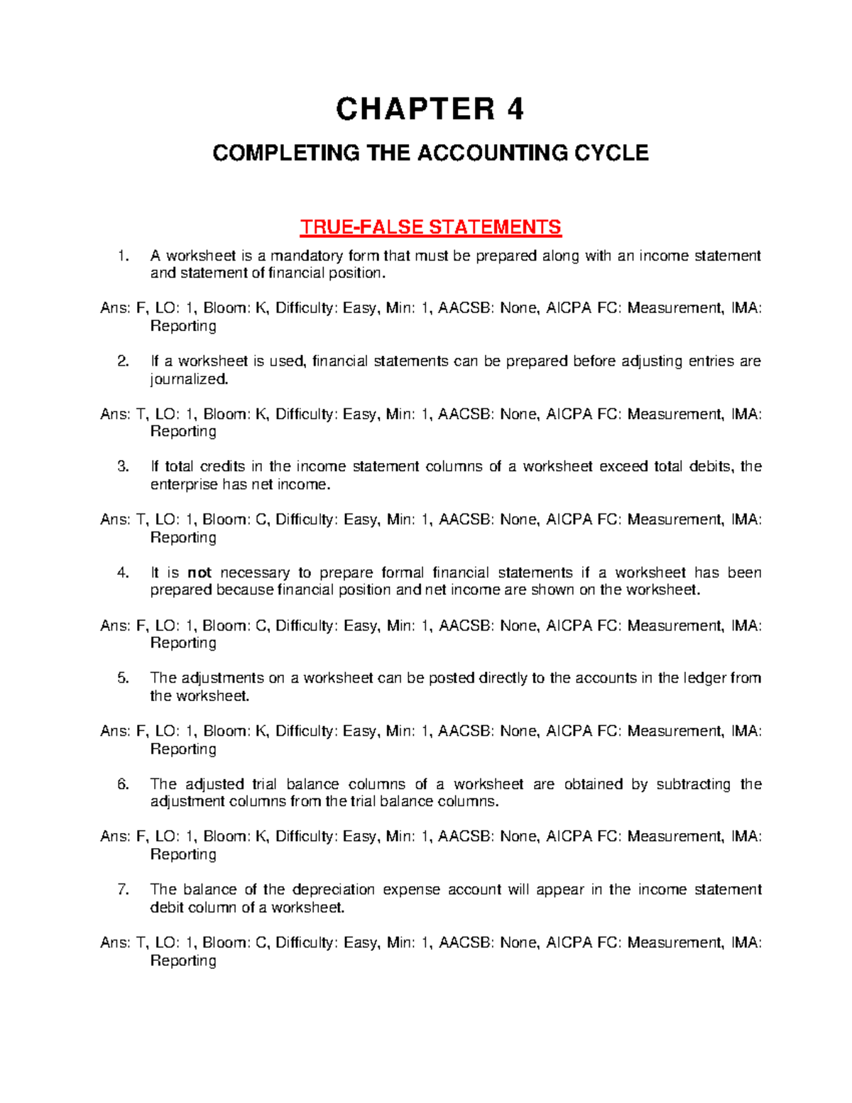 Ch04 Test Bank - Completing the Accounting Cycle Questions - Studocu
