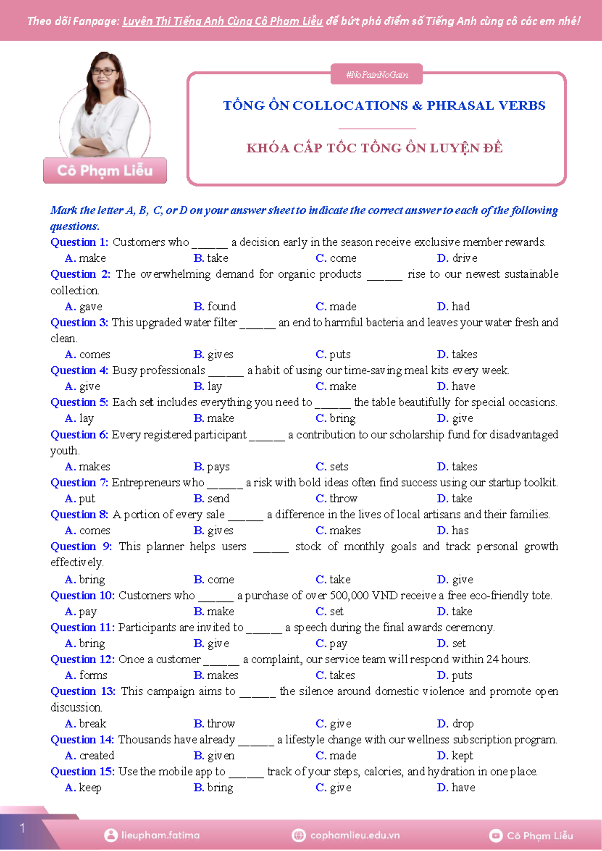 TỔNG ÔN Collocations & Phrasal Verbs - Luyện Thi Tiếng Anh Cấp Tốc ...