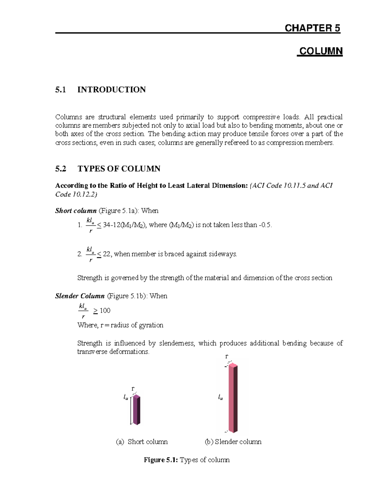 7 - Column - r r CHAPTER 5 COLUMN 5 INTRODUCTION Columns are structural elements used primarily ...