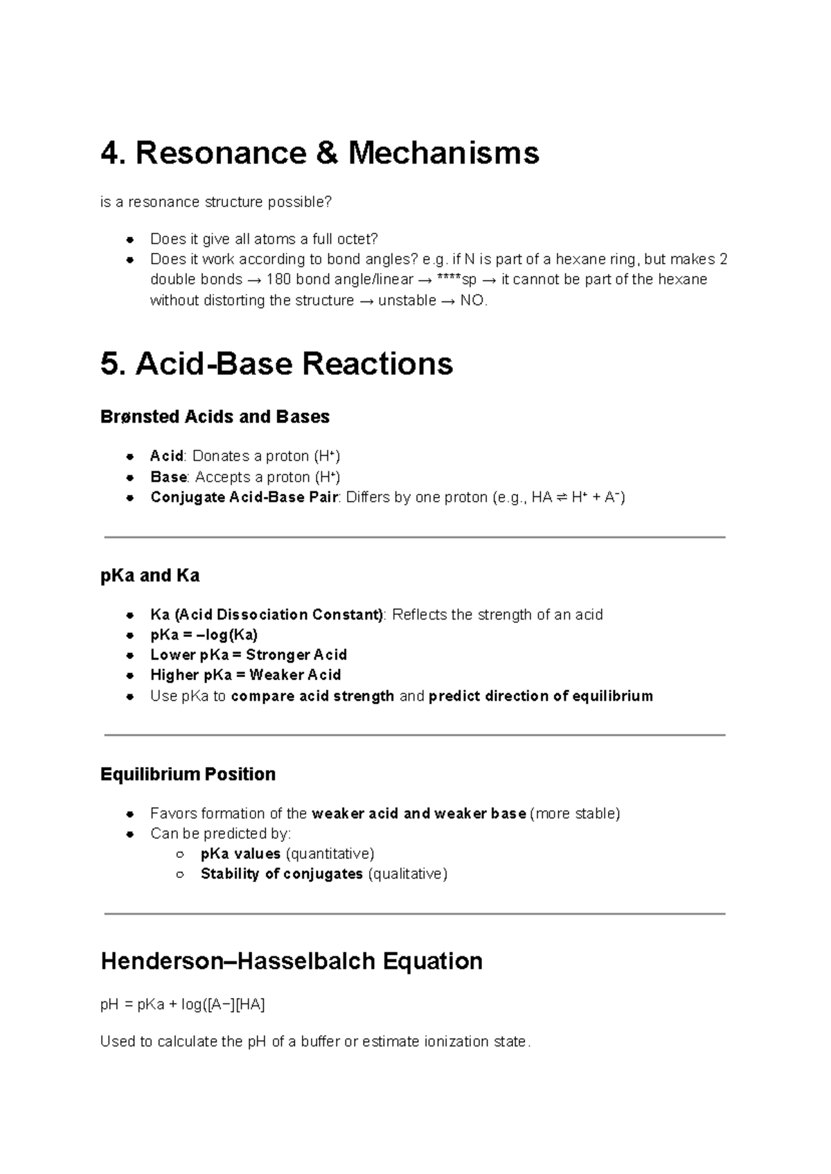 CHM 1321 Final Exam Notes (focus on 6-8) - 4. Resonance & Mechanisms is ...