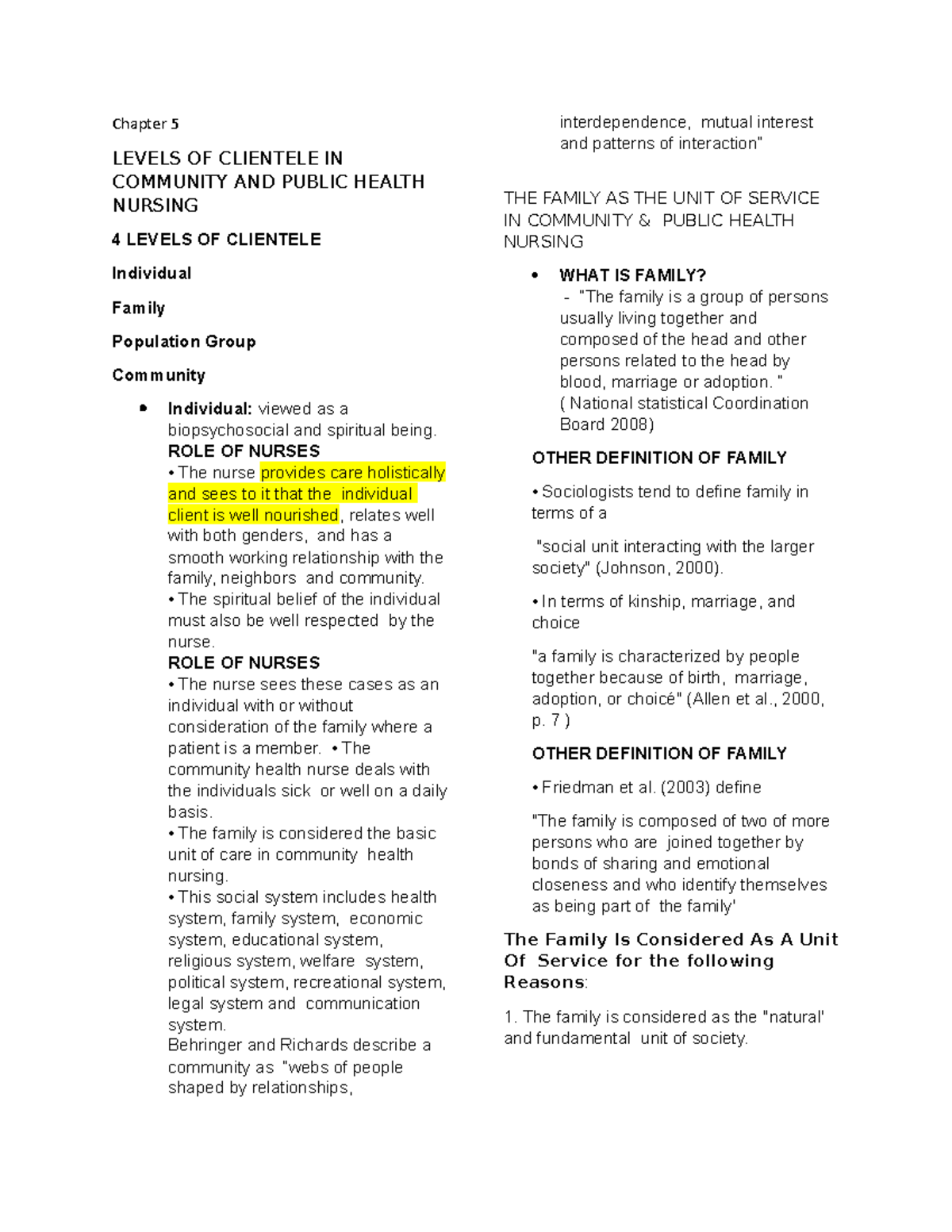 Chapter 5-6: Levels of Clientele in Community & Public Health Nursing ...