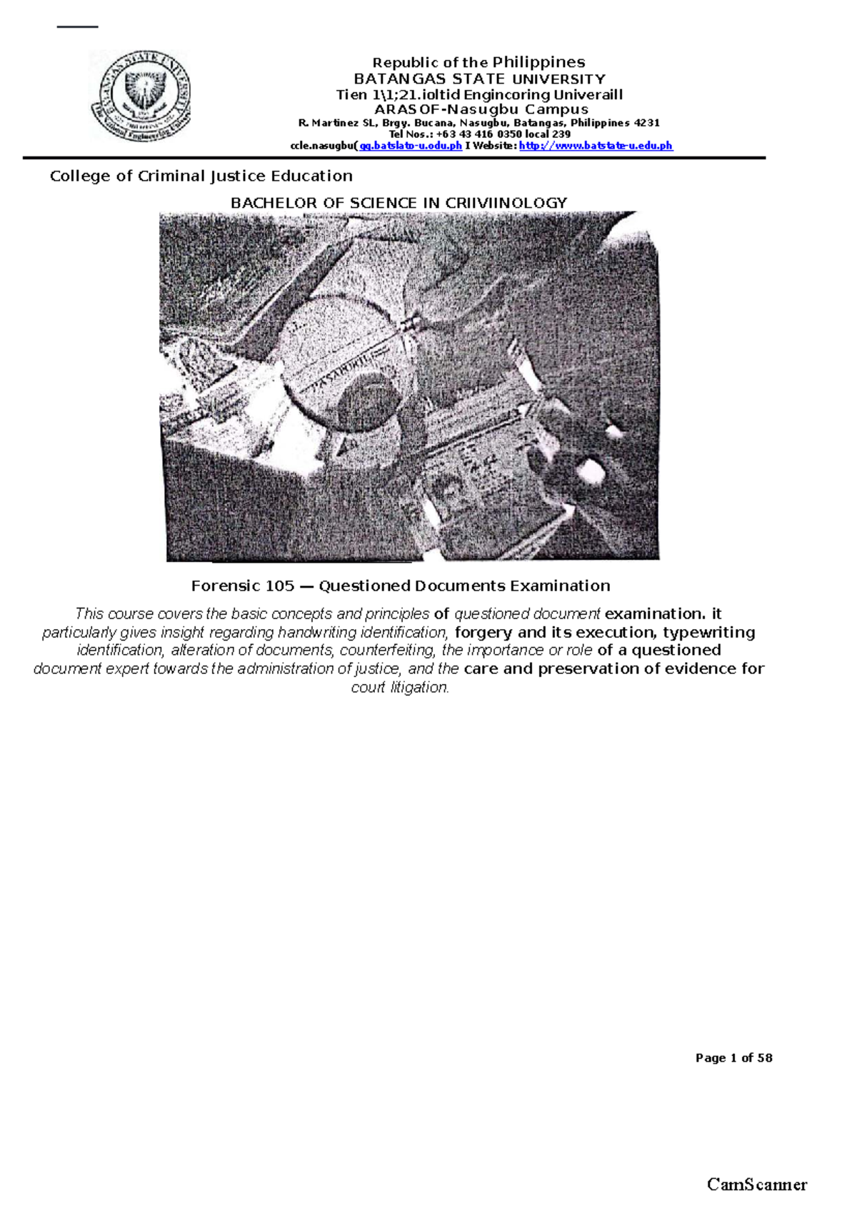 Forensic Document Examination: Chapter 1 Overview (CRIM 105) - Studocu
