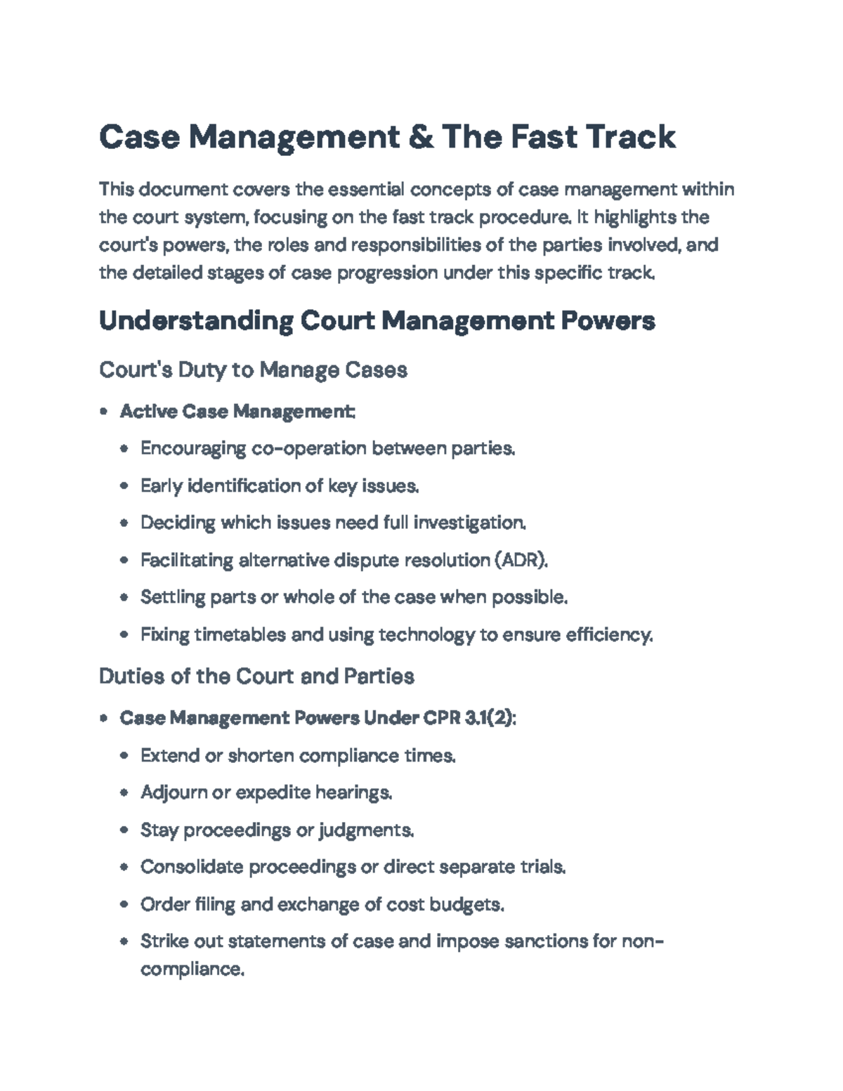 Case Management in the Court System: Fast Track Procedures Explained ...