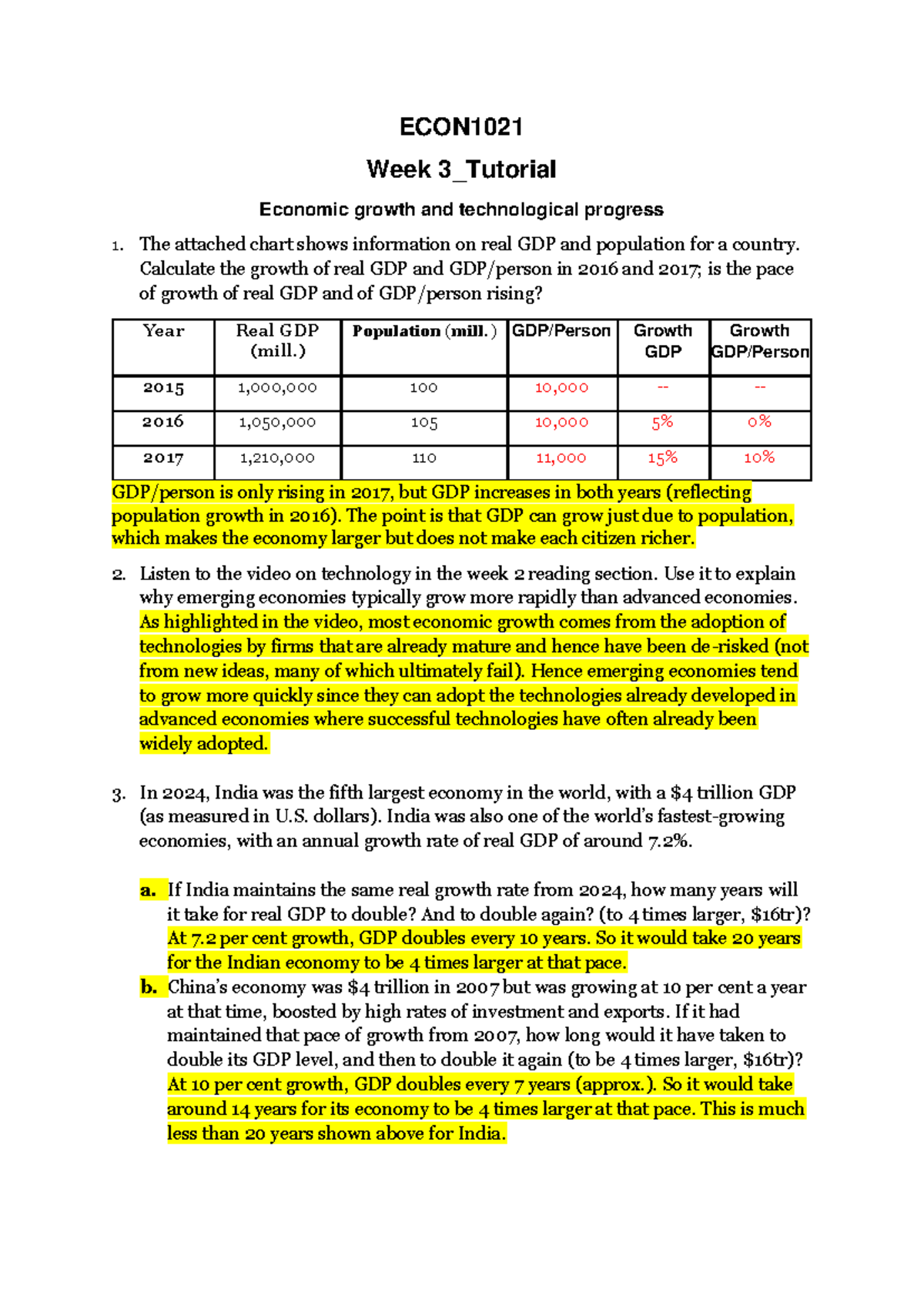 ECON1021 S2 Week 3 Tutorial: Economic Growth & Tech Progress Analysis ...