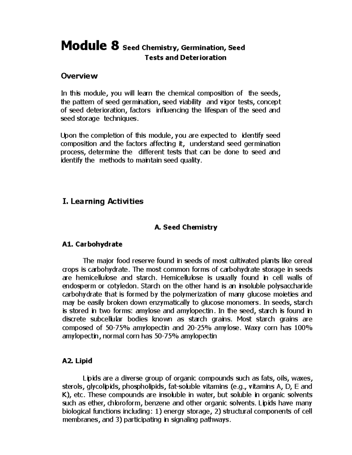 Module 8: Seed Chemistry, Germination Patterns & Deterioration Insights ...