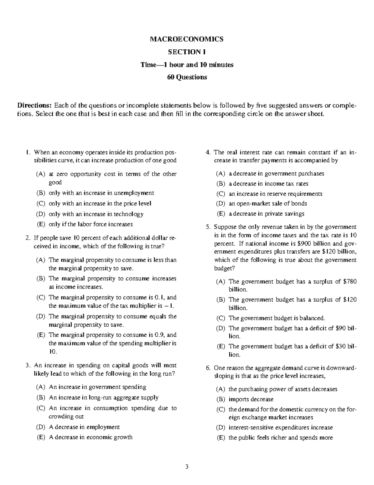 AP Macro 2022 Final Exam Questions and Answers (Section I) - Studocu
