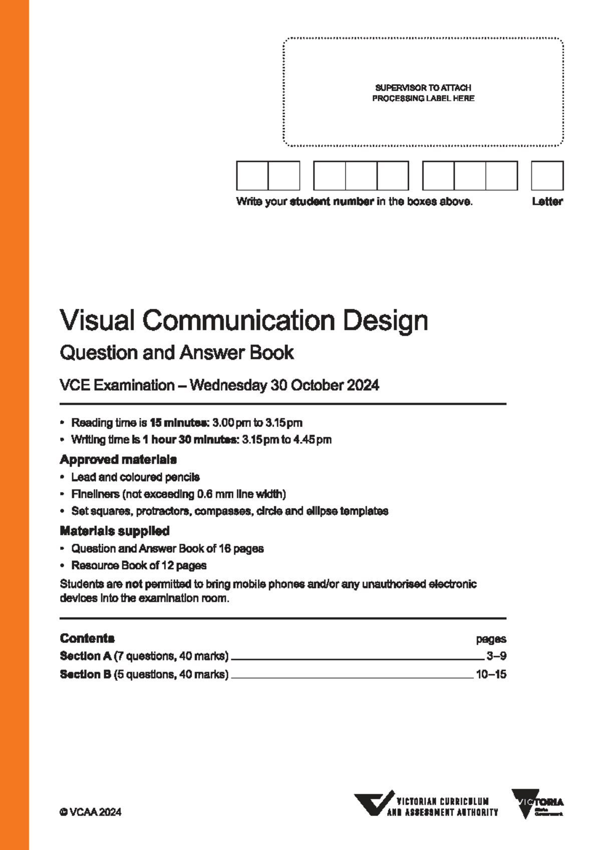 2024 VCE Visual Communication Design Exam Question & Answer Book - Studocu