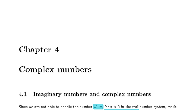 Block 4 Week 3 Algebra Lecture 1 Notes: Complex Numbers Overview - Studocu