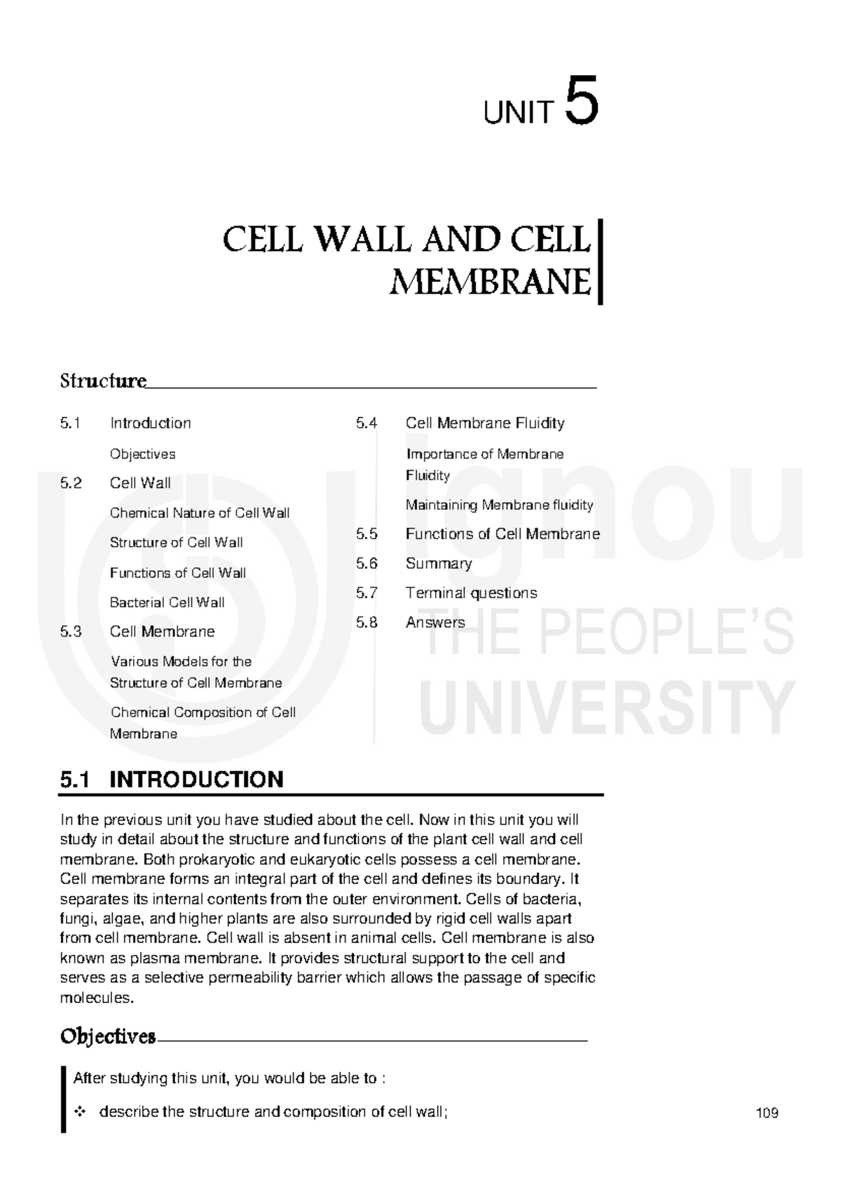 Unit 5: Cell Wall and Cell Membrane - Structure, Functions, and Models ...