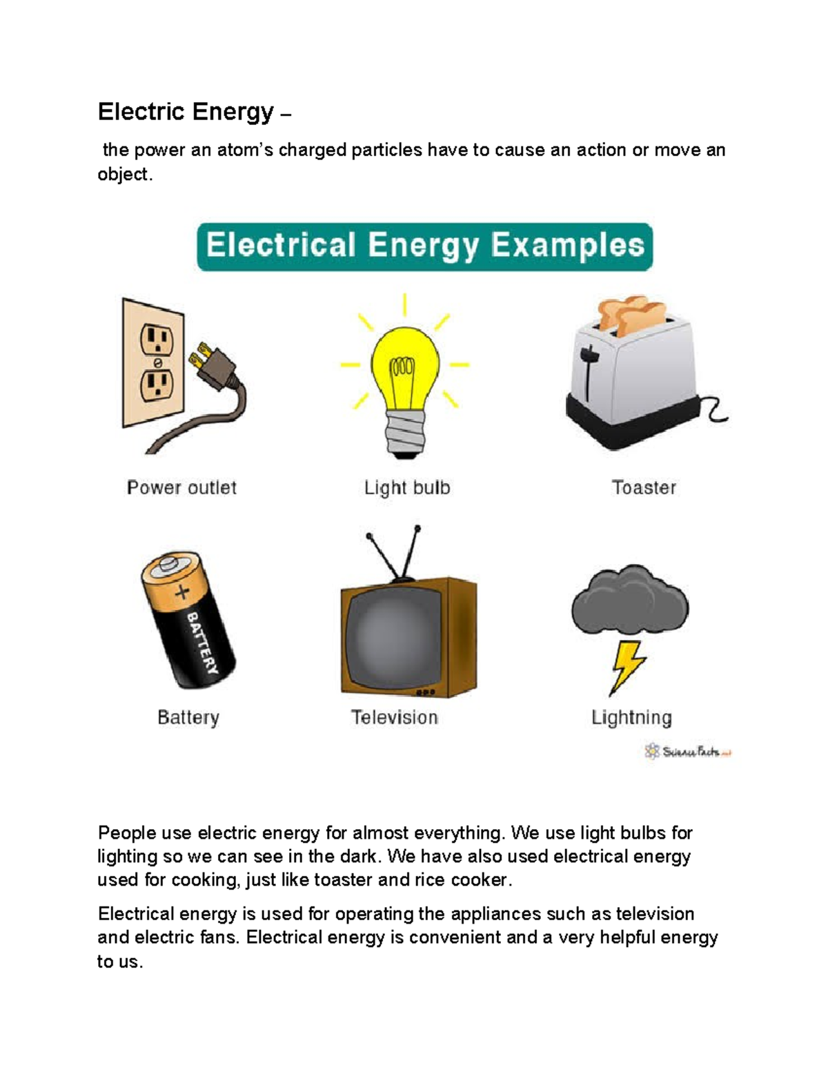 Electrical Energy - People use electric energy for almost everything ...
