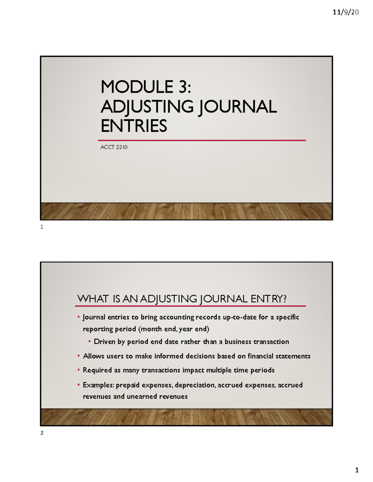 Adjusting Journal Entries Overview - ACCT 2210 Module 3 - Studocu