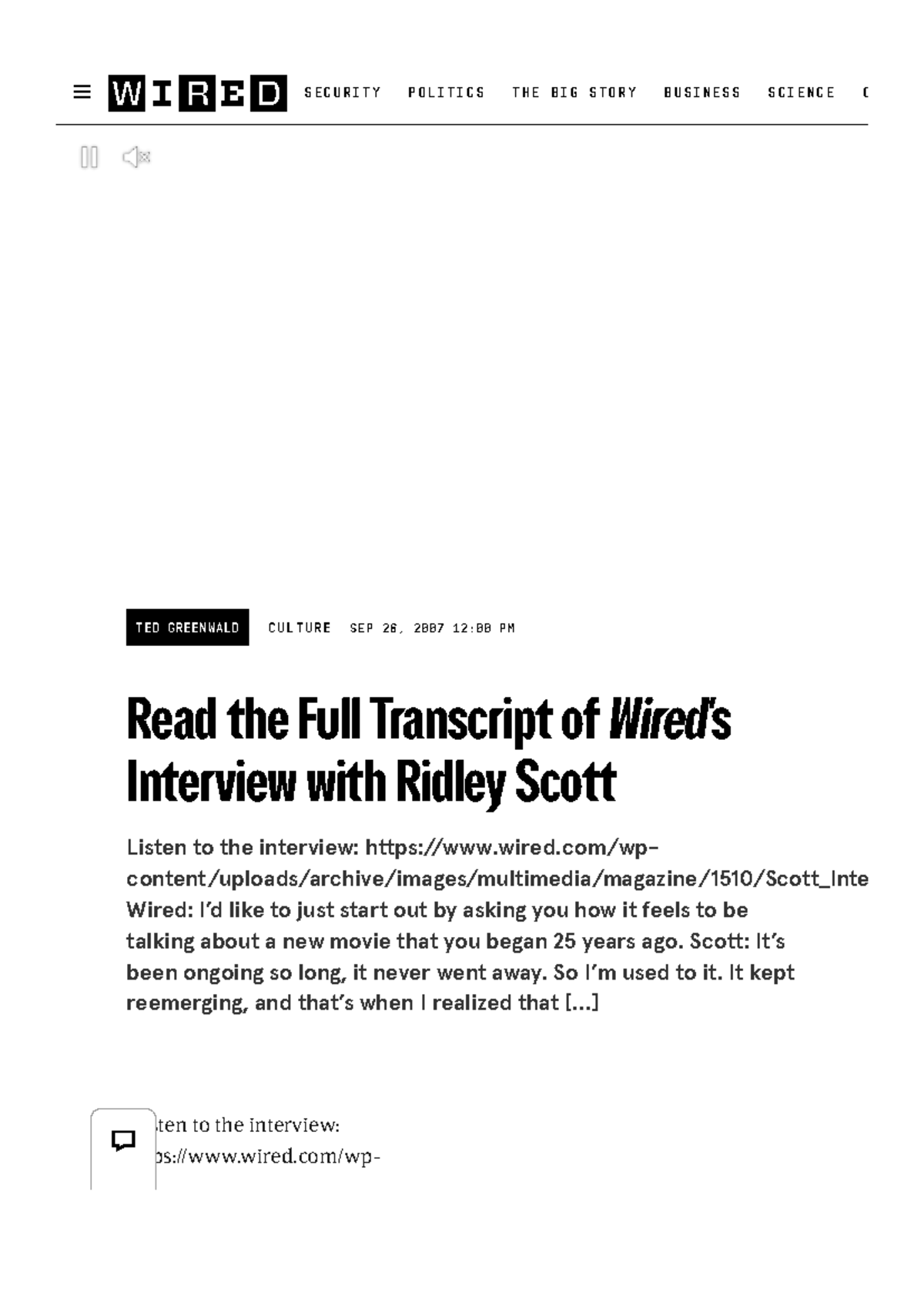 Feature Q&A: Ridley Scott on Blade Runner's Evolution & Impact - Studocu