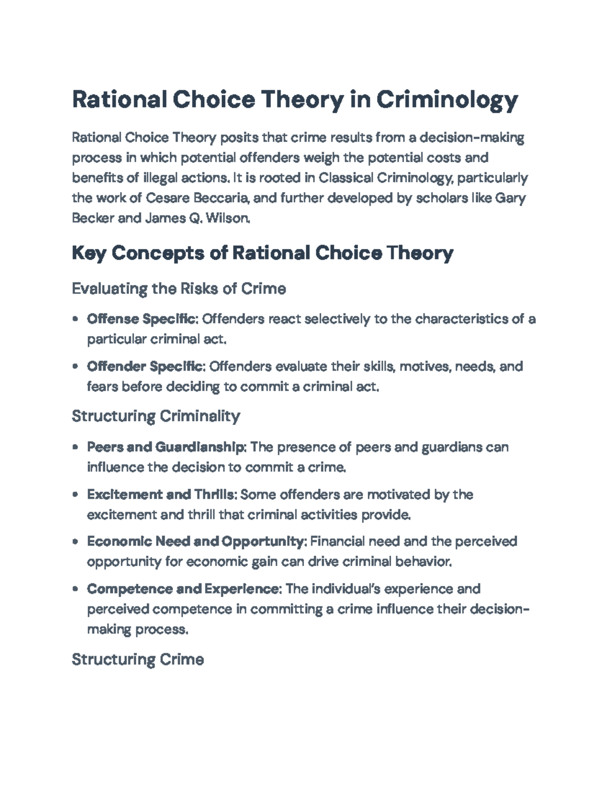 Rational Choice Theory in Criminology: Insights and Prevention ...