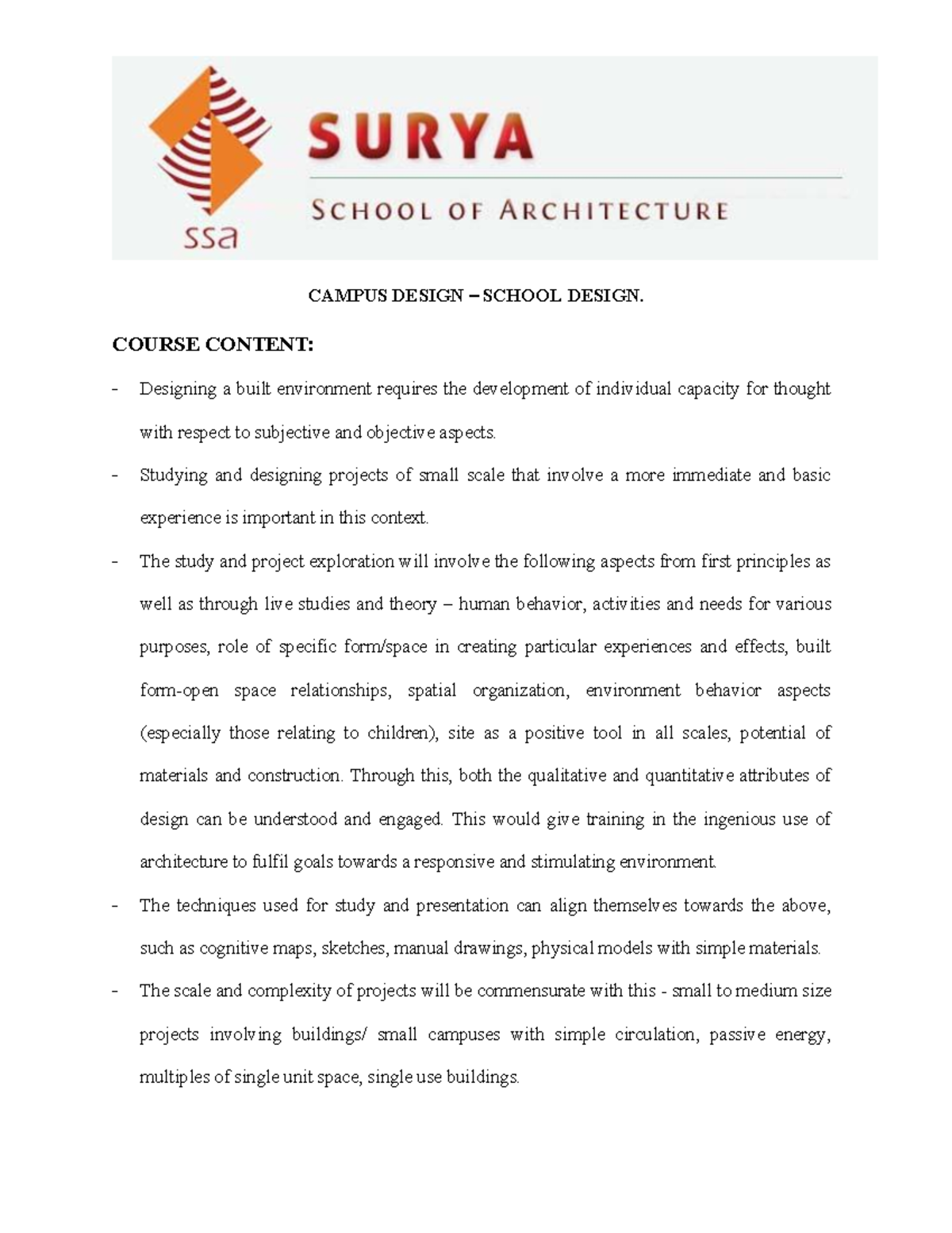 CAMPUS DESIGN: School Requirements & Case Study (SS) - Studocu