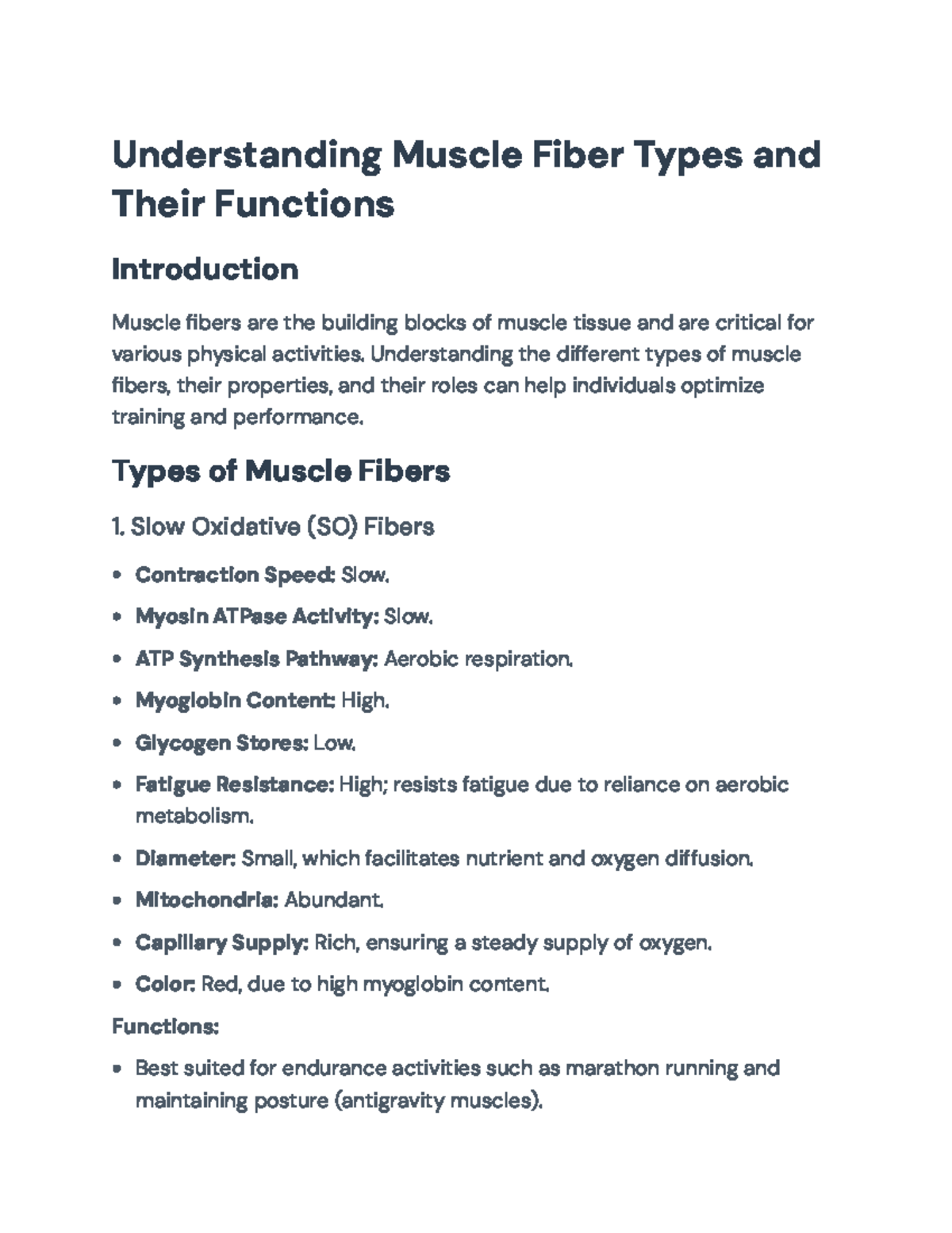 Muscle Fiber Types & Functions: Key Insights for Biology 101 - Studocu