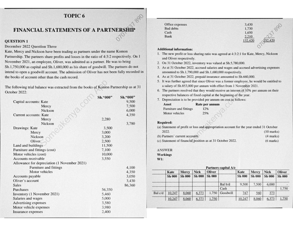 Financial Statements of a Partnership - TOPIC 6 Office expenses 3,430 ...