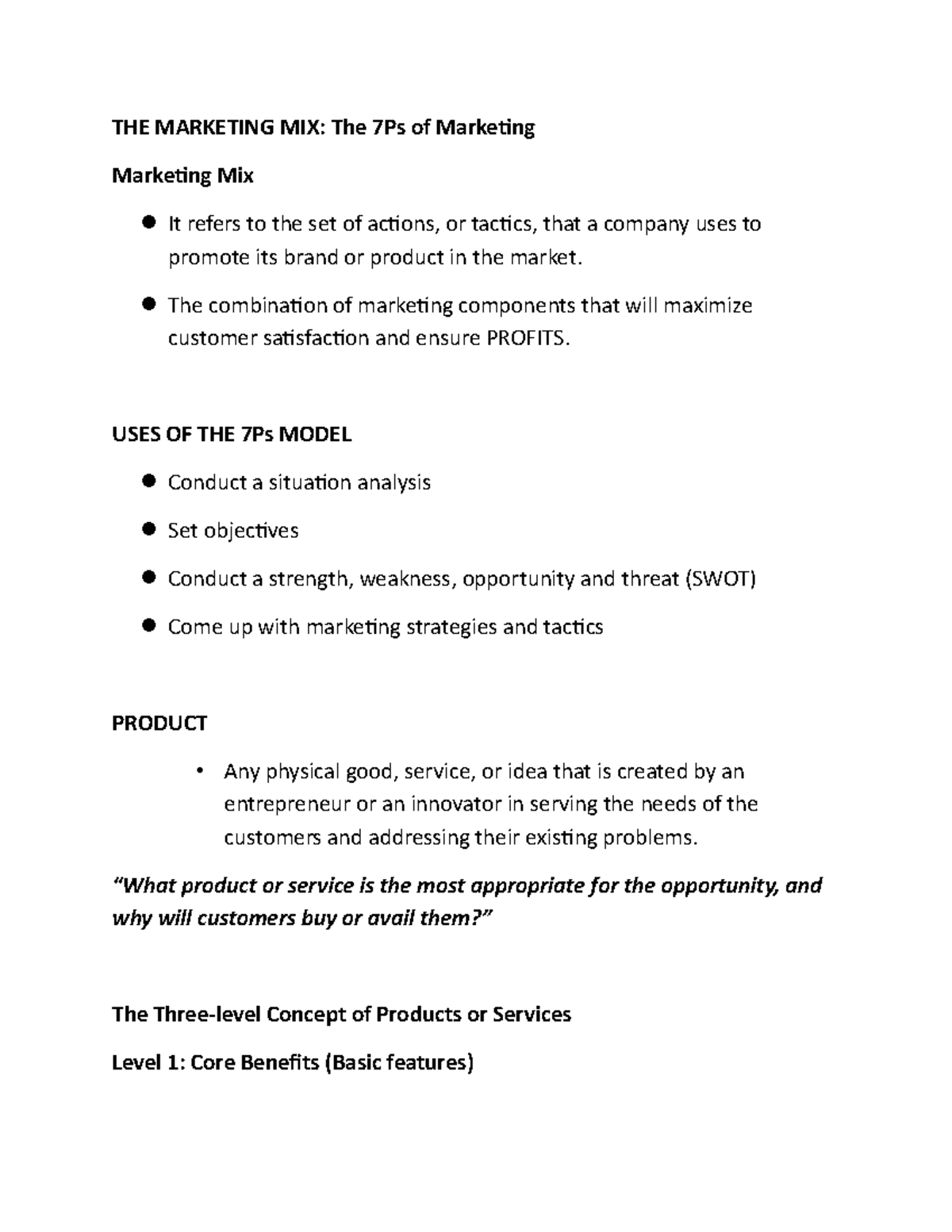 The 7Ps of Marketing Mix: A Comprehensive Business Plan Guide - Studocu
