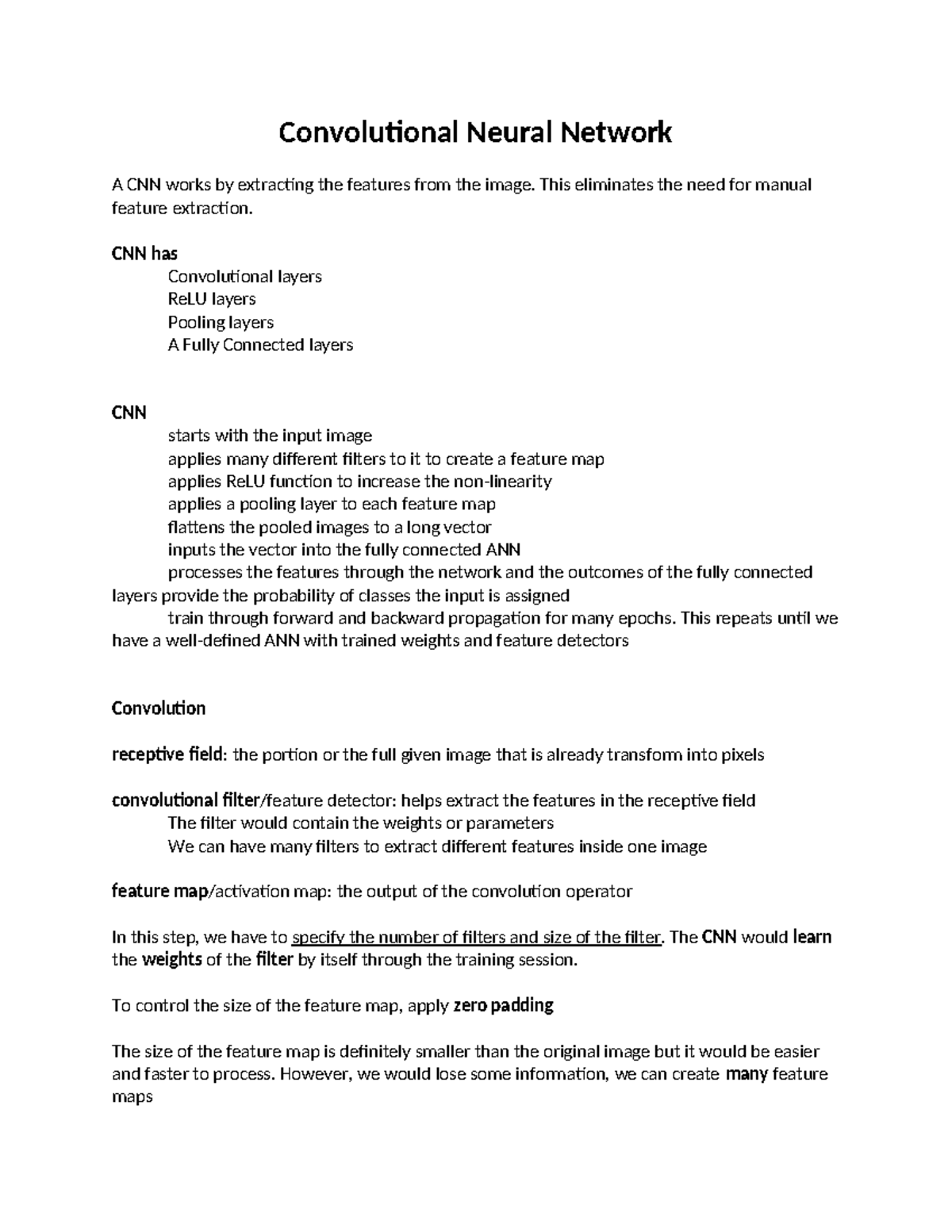 Comprehensive Study Notes on CNN Concepts and Layers - Studeersnel