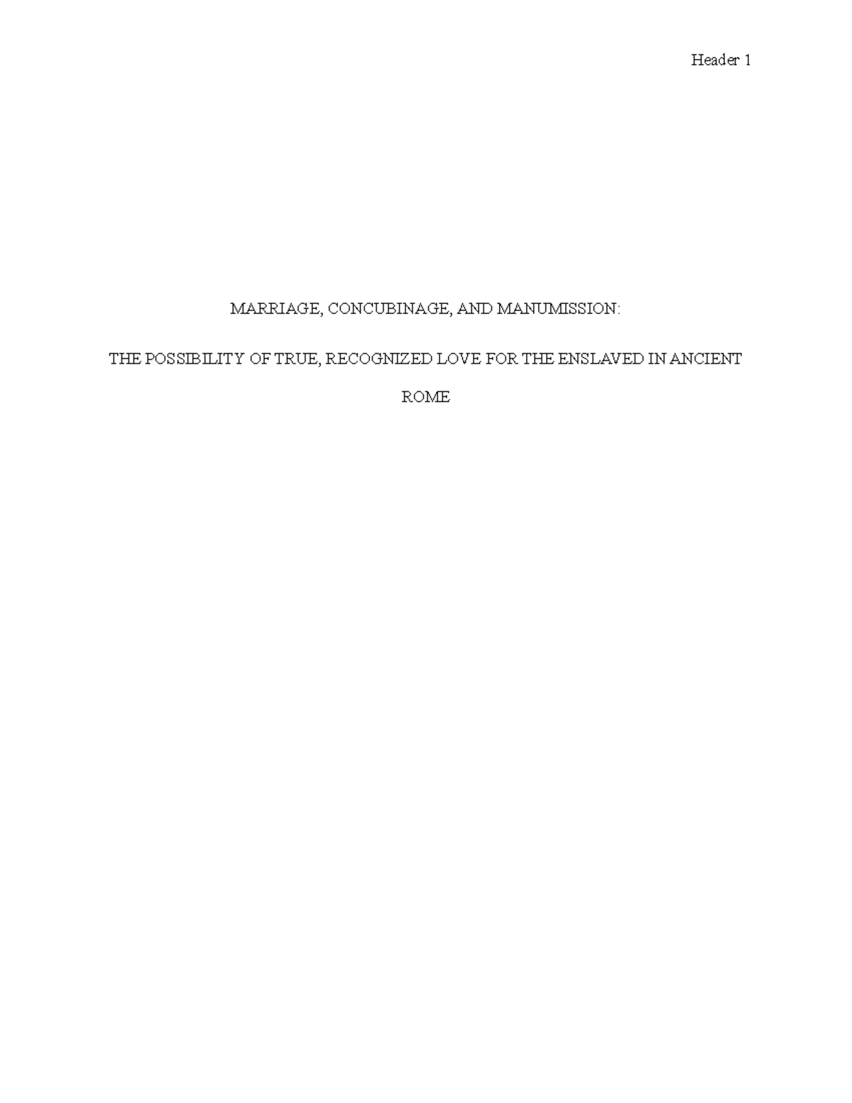 MARRIAGE, CONCUBINAGE, AND LOVE IN ANCIENT ROME - FINAL ESSAY - Studocu