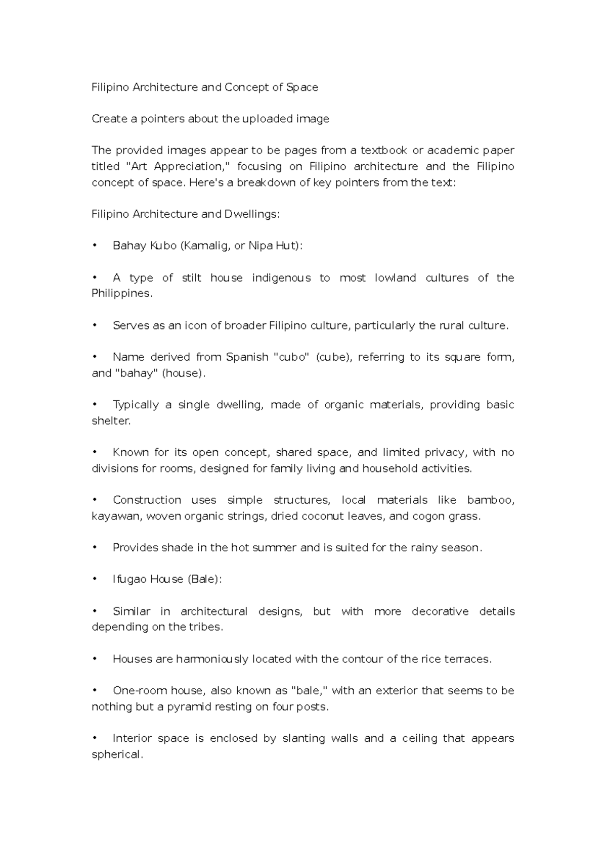 Filipino Architecture & Space Concepts: A Study Guide - Studocu