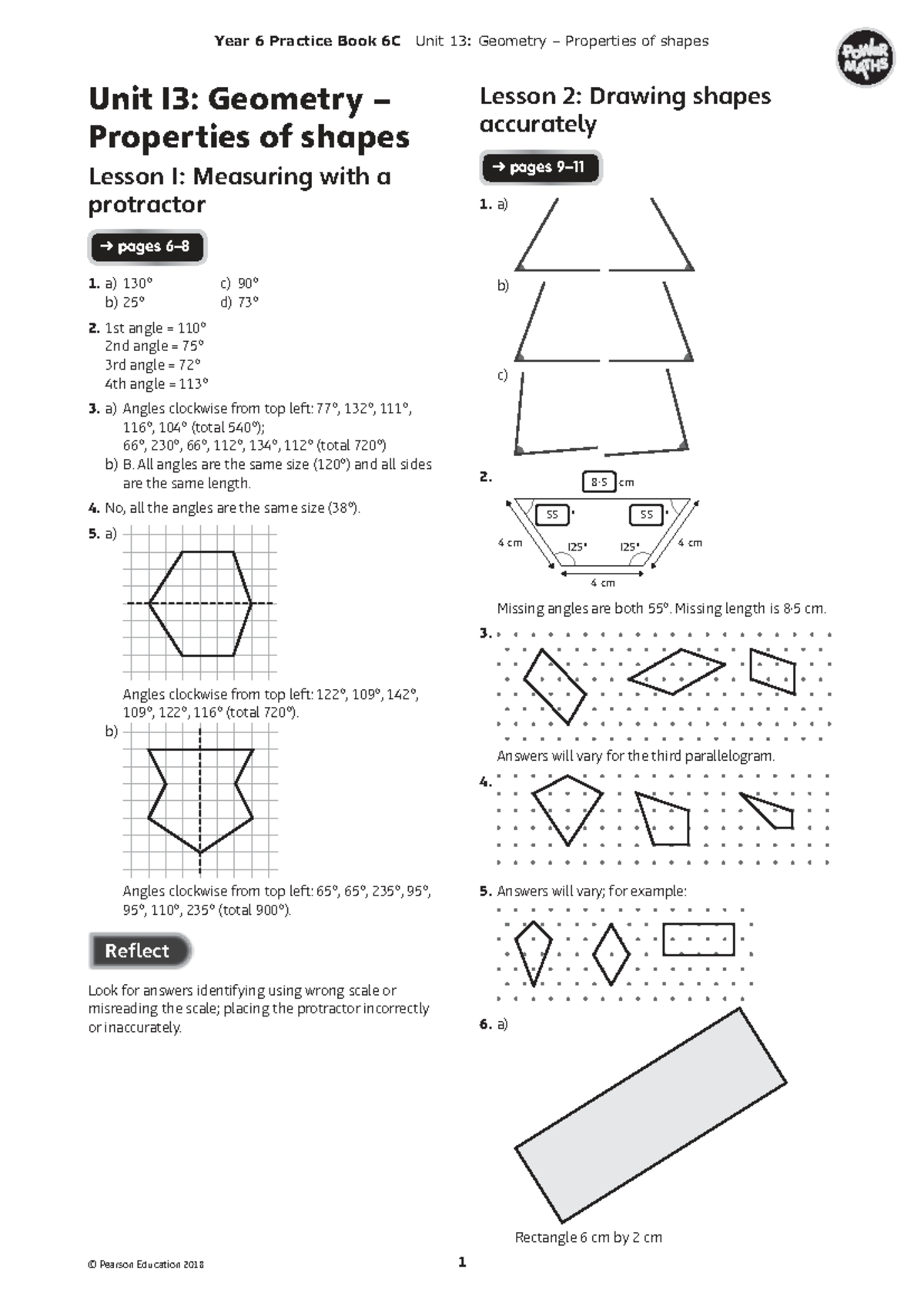 Year 6 Practice Book 6C Unit 13: Geometry properties of shapes answers ...
