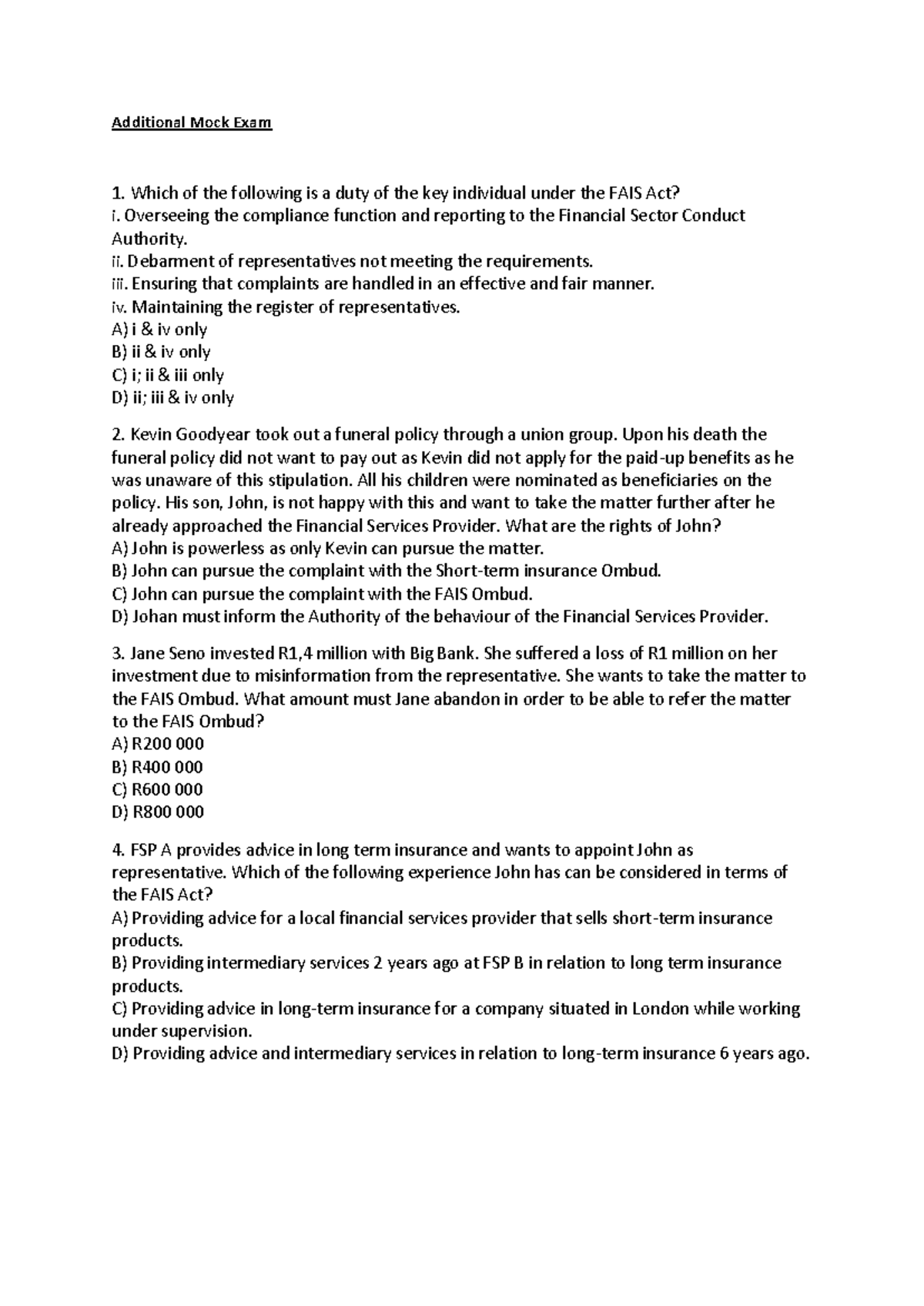 Free RE5 Mock Exam Questions & Answers - 230402 052642 - Studocu