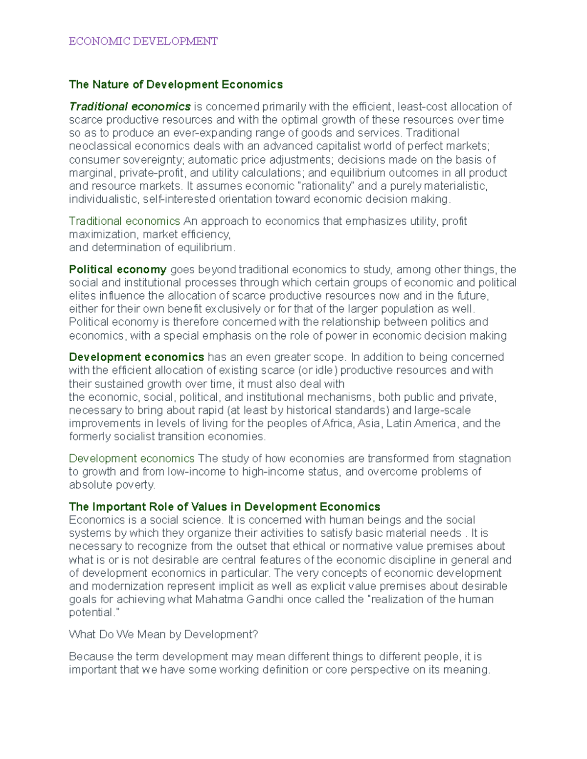 Economic Development: Theories, Measures & Challenges in 2023 - Studocu