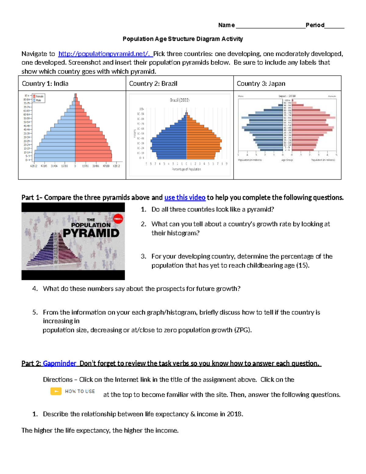 Population Pyramids & Demographic Insights (Activity 3.6) - Studocu