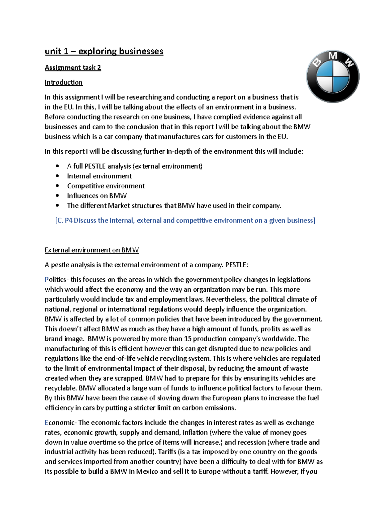Unit 1-Assignment task 2 - unit 1 – exploring businesses Assignment ...