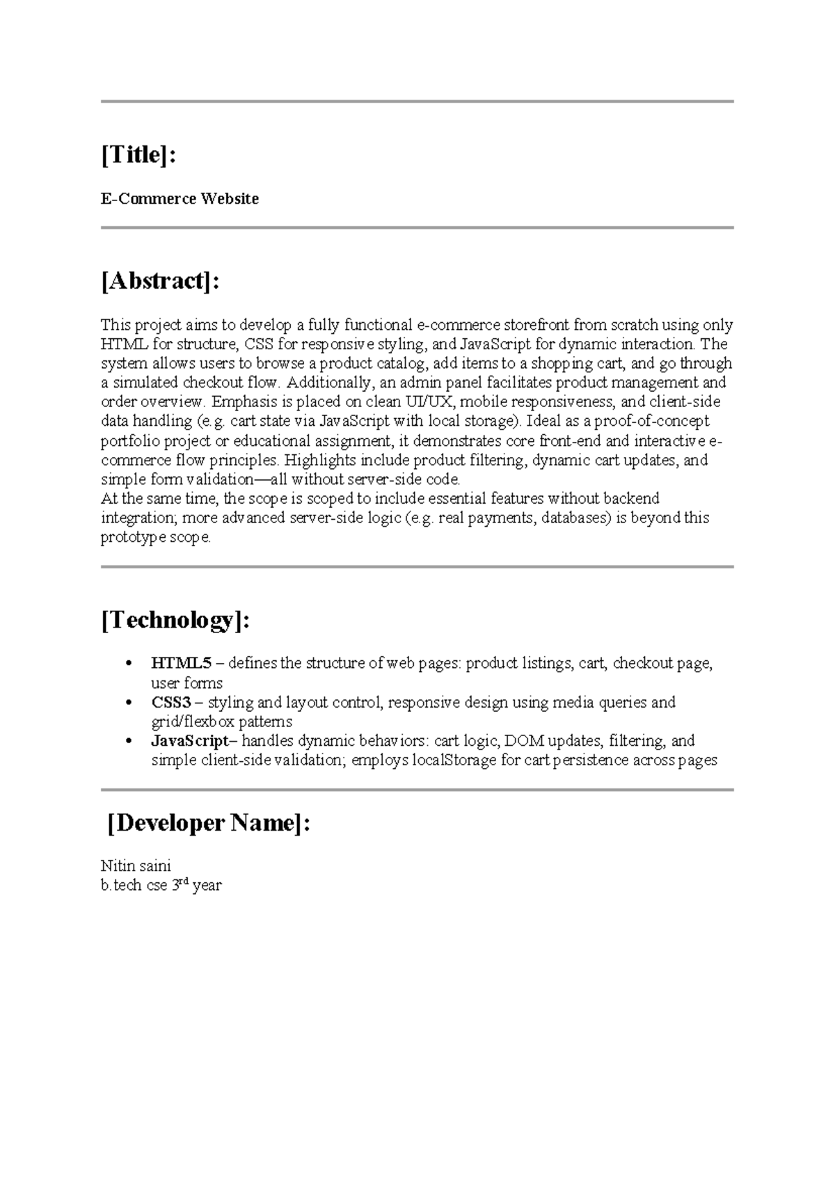 Website Development Project: HTML, CSS, JS E-commerce Prototype - Studocu
