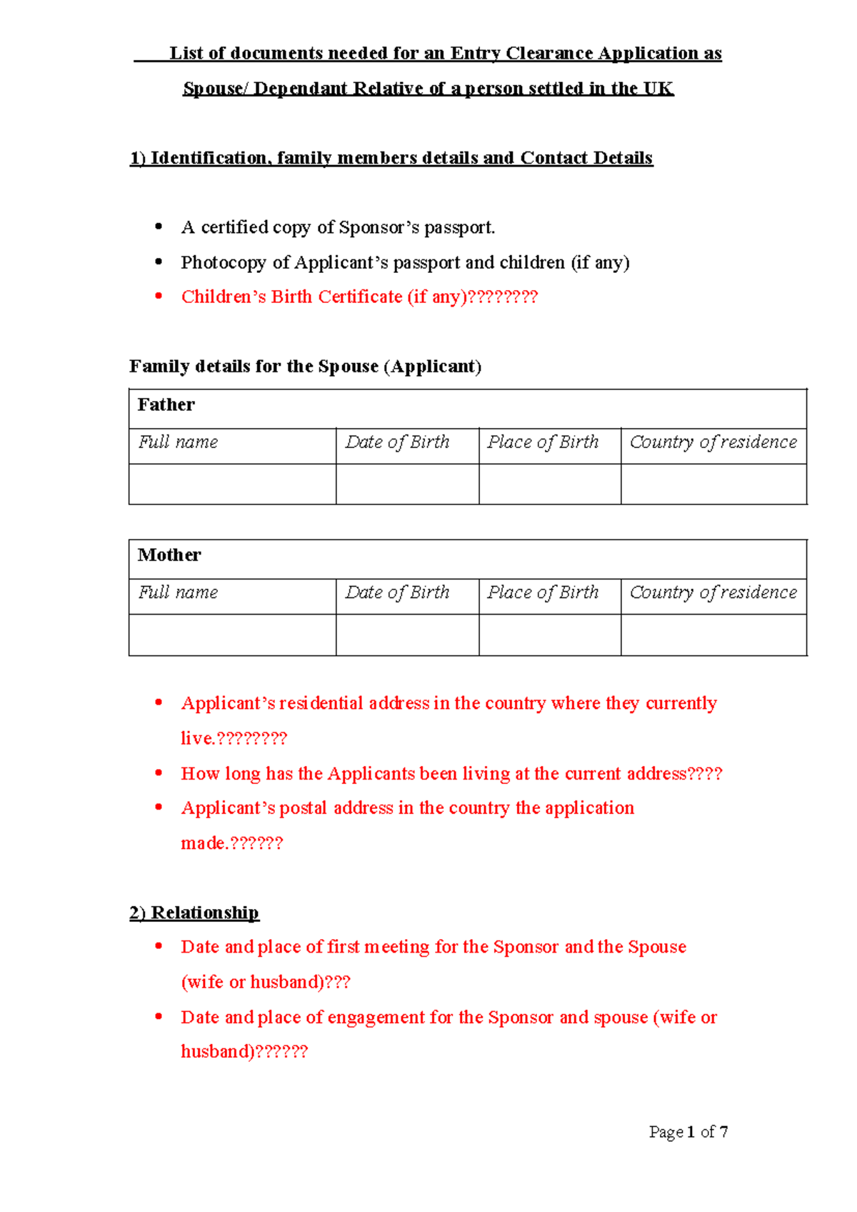 Entry Clearance Application Requirements for Spouse Visa (UK) - Studocu