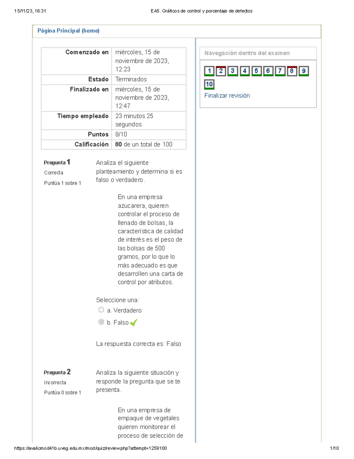 EA5. Gráficos de Control y Análisis de Defectos en Procesos - Studocu