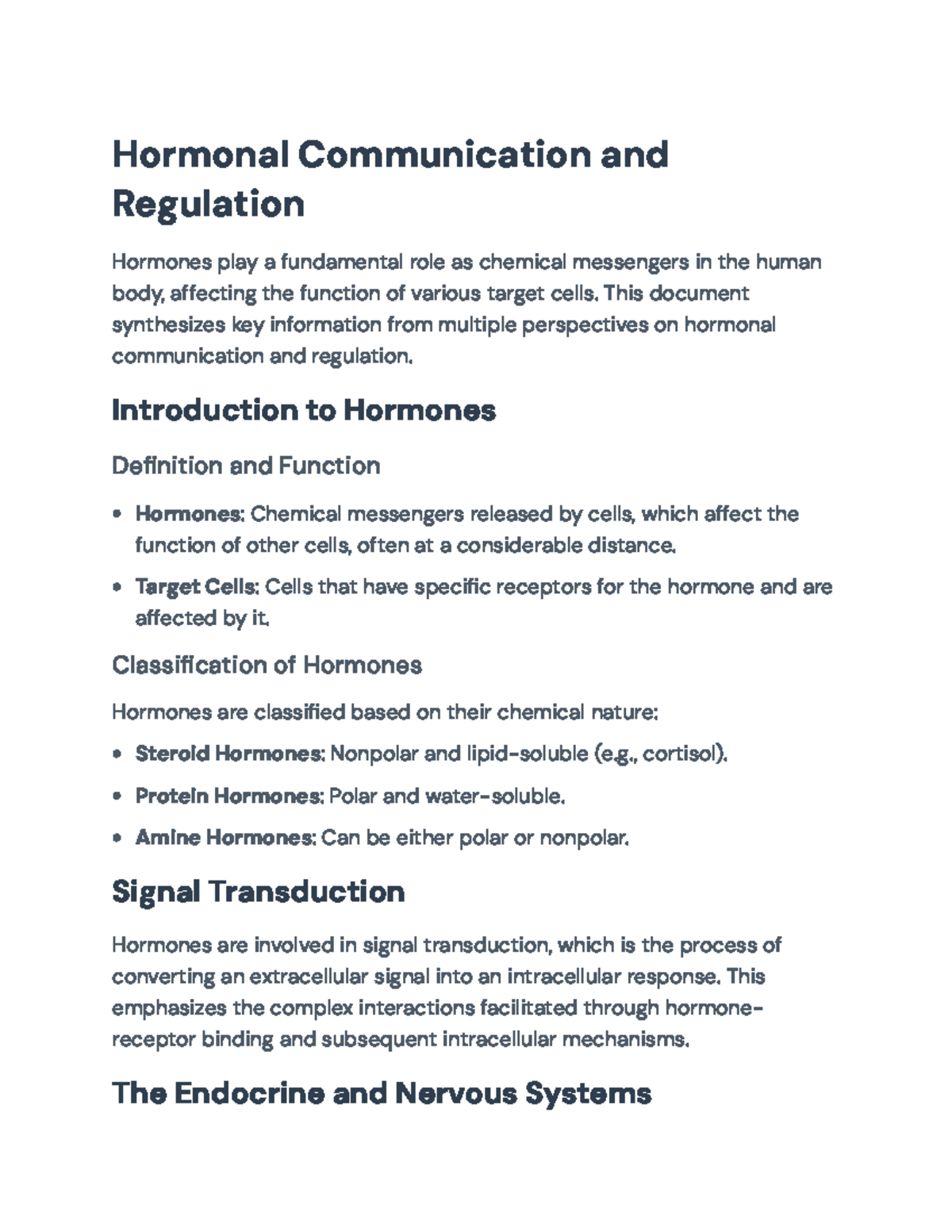 Hormonal Communication and Regulation: A Comprehensive Overview ...