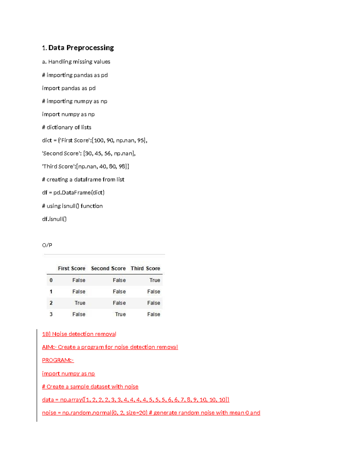 Data Preprocessing Techniques in Python (Course Code: 1B) - Studocu